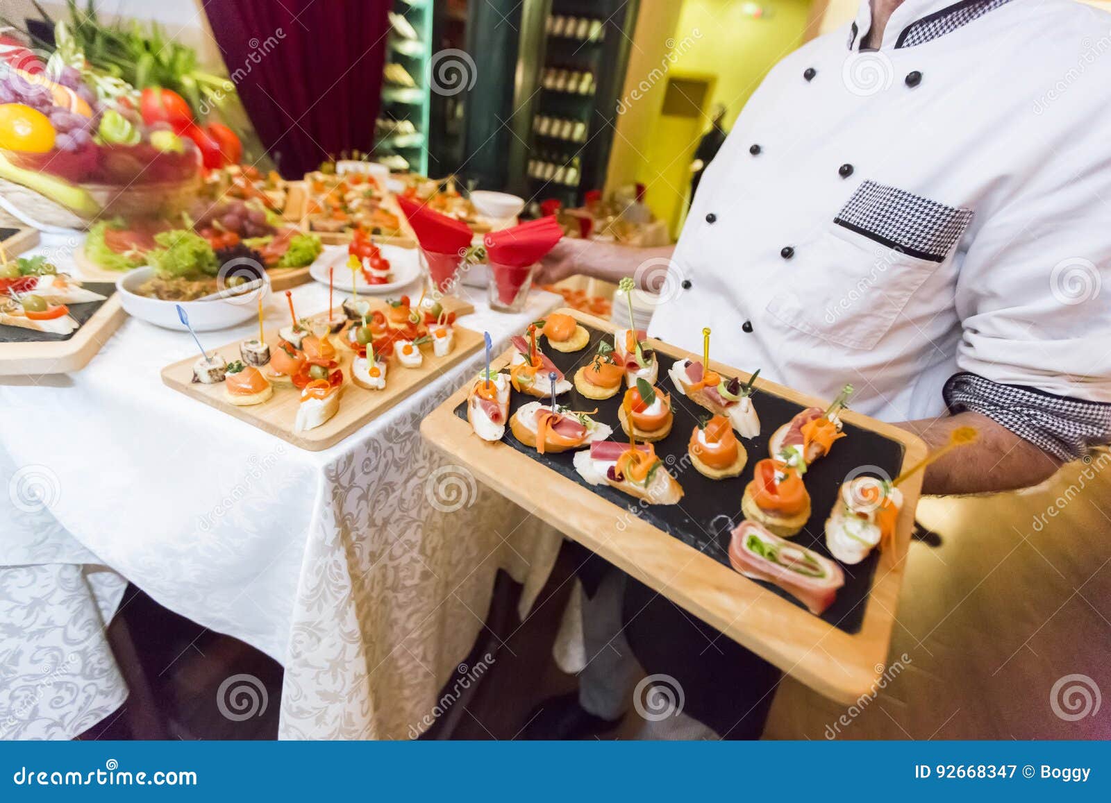 Chef Serving Food in Restaurant Stock Image - Image of presentable ...