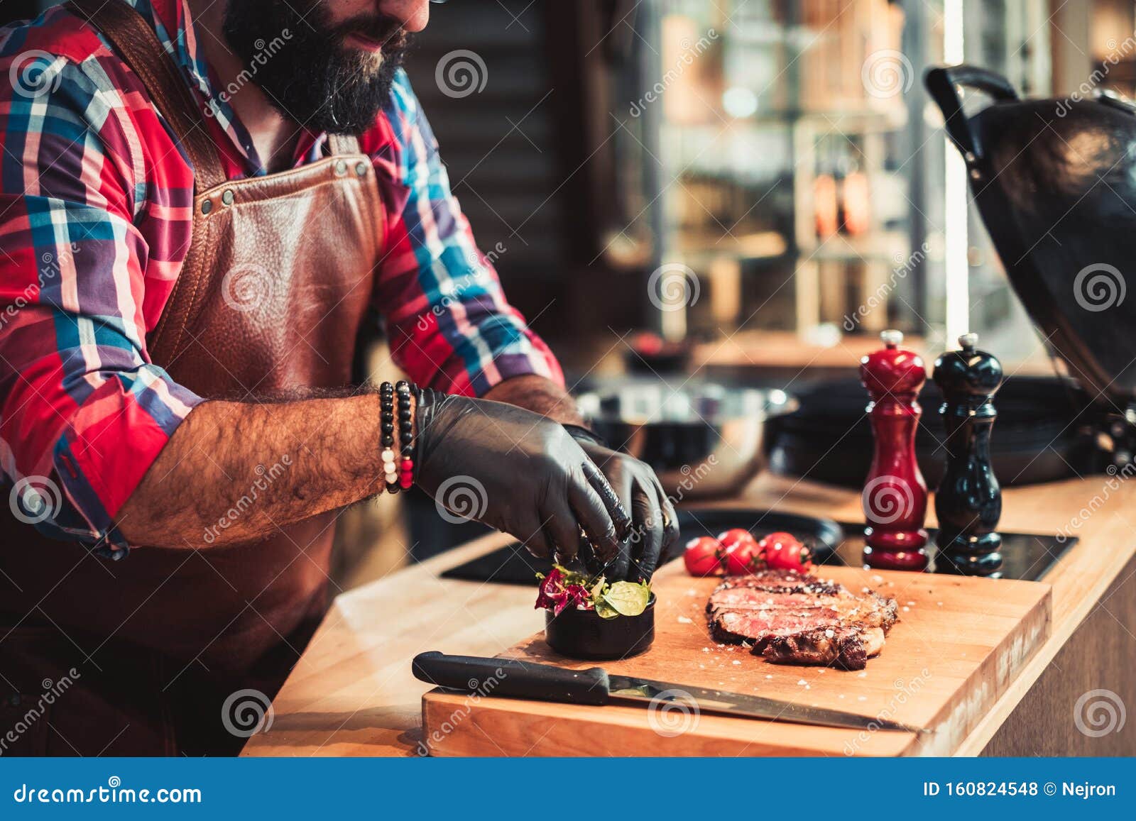Chef Serving Freshly Cooked Meat in a Restaurant Stock Photo - Image of ...