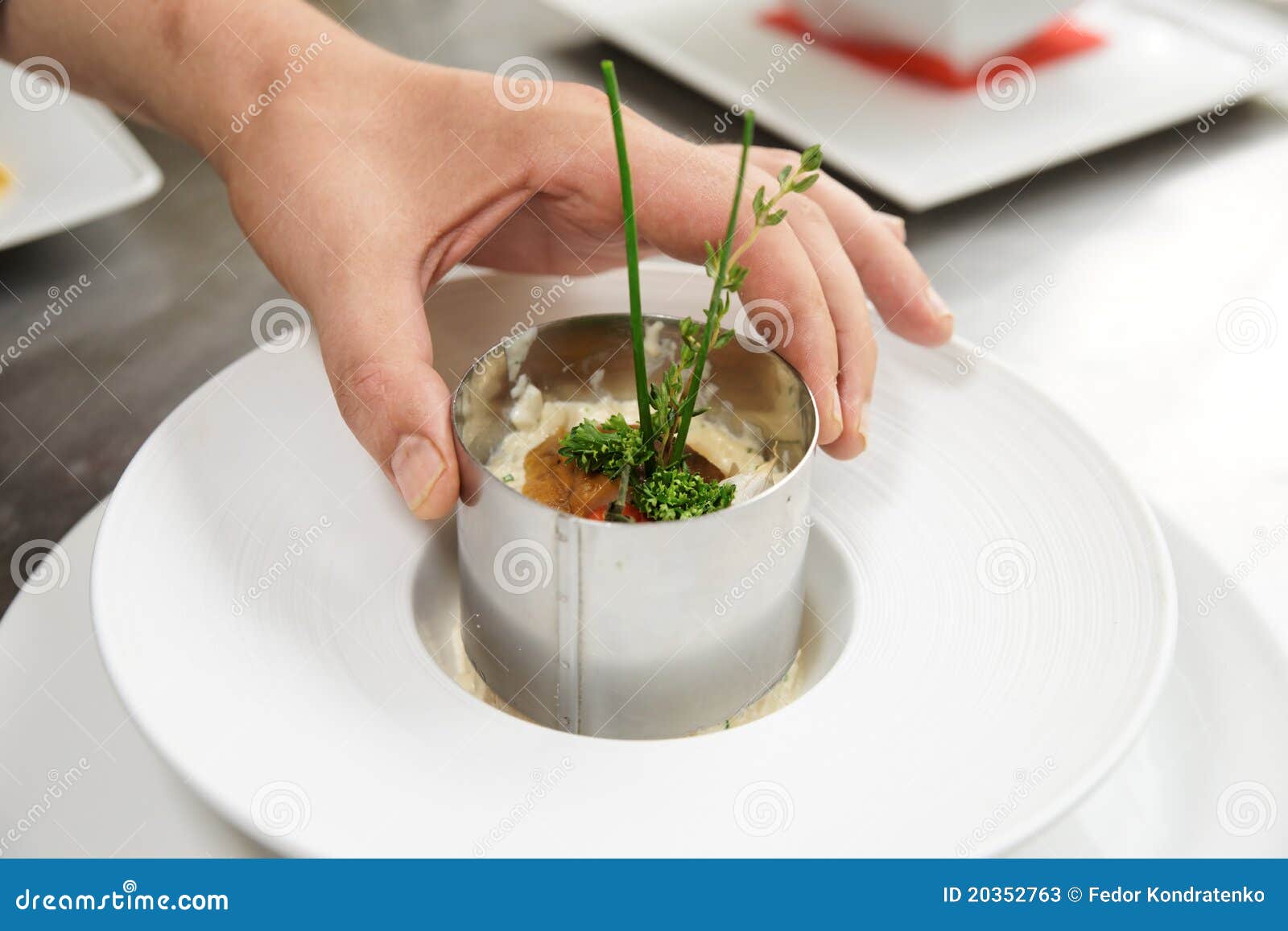 Chef is serving risotto stock image. Image of cuisine - 20352763