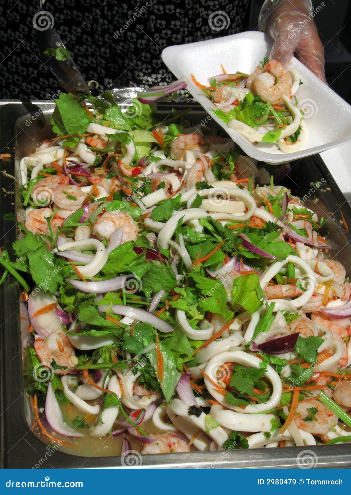 Chef serving seafood salad stock image. Image of culture - 2980479