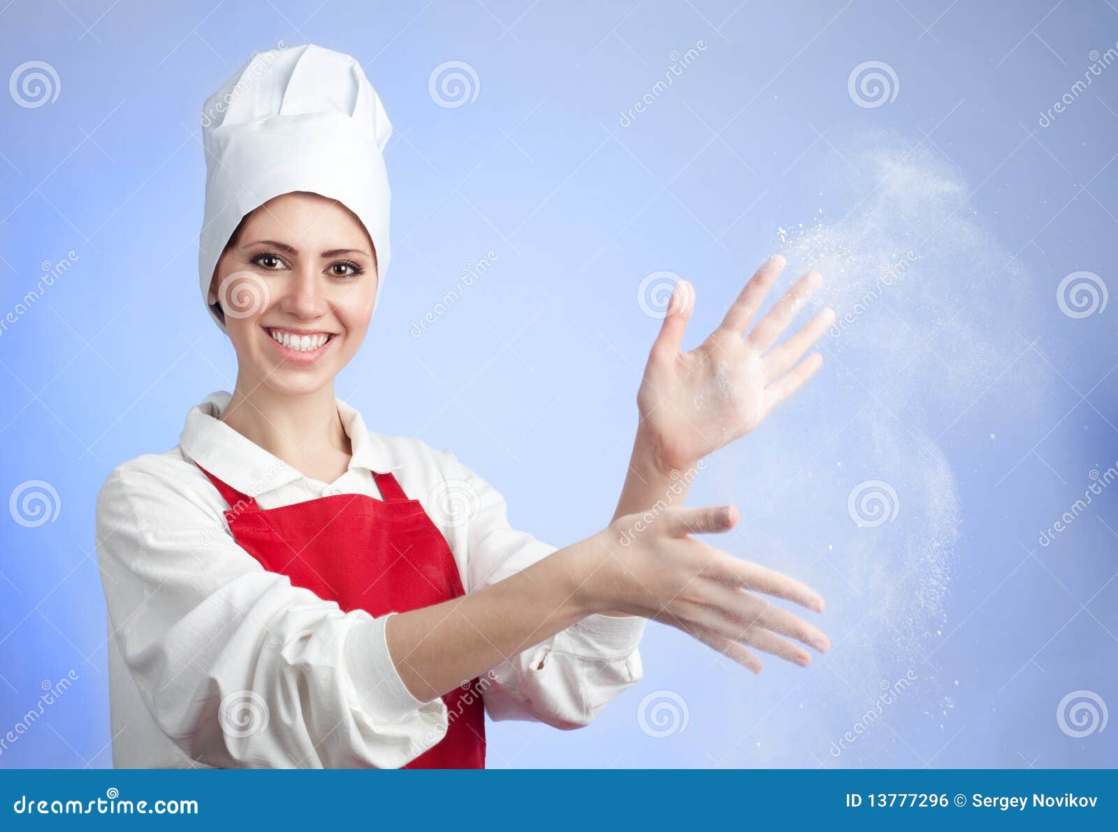 Chef shake off flour stock photo. Image of apron, italian - 13777296