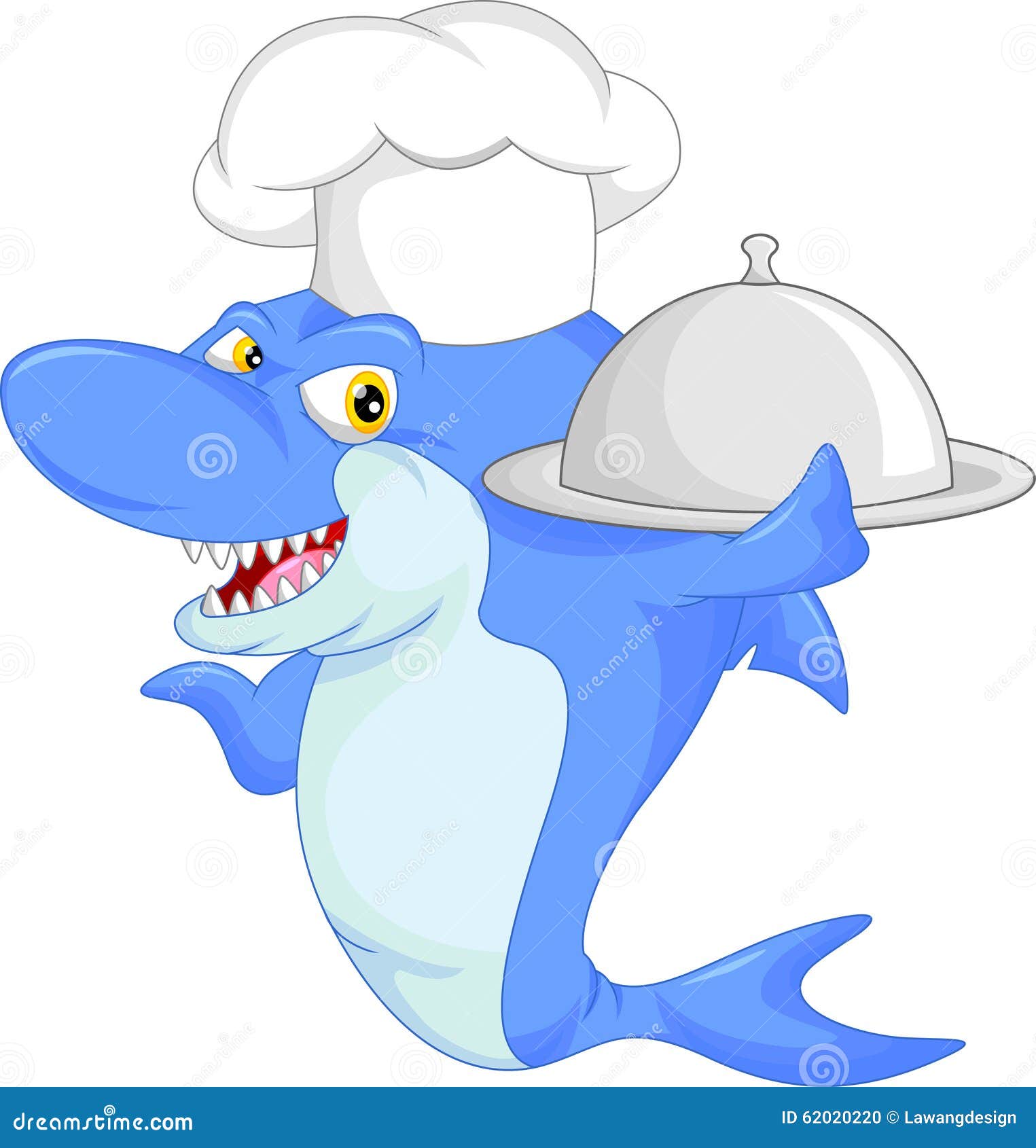 Chef shark cartoon stock vector. Illustration of delicious - 62020220