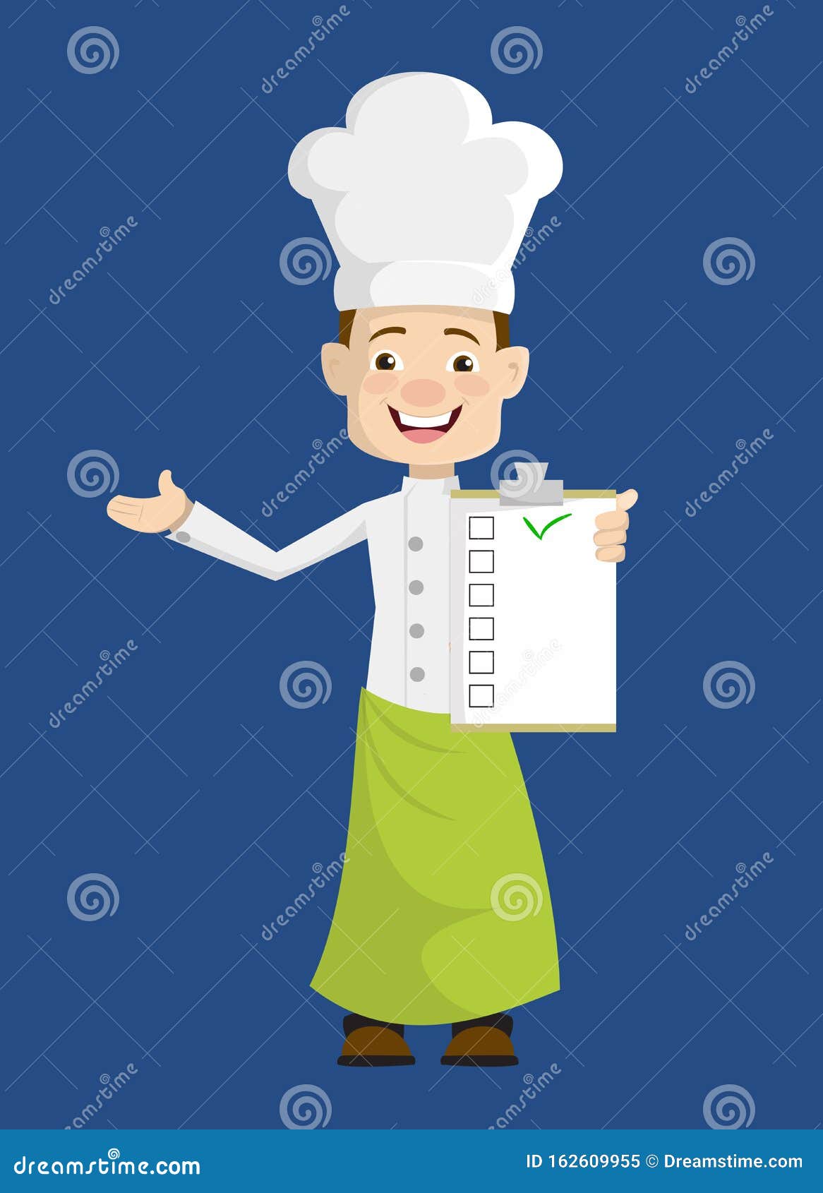 Chef - Showing a Checklist stock vector. Illustration of waiter - 162609955