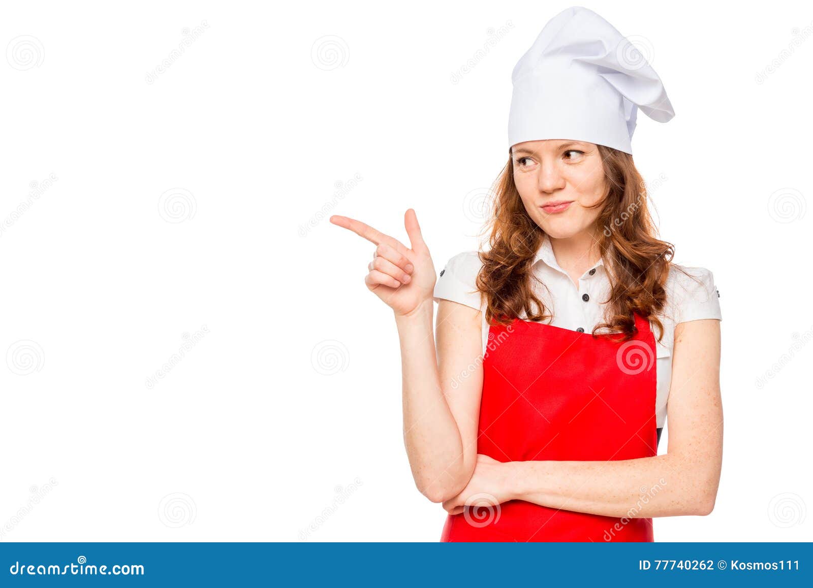 Chef Shows a Finger on the Left Stock Photo - Image of lifestyle ...