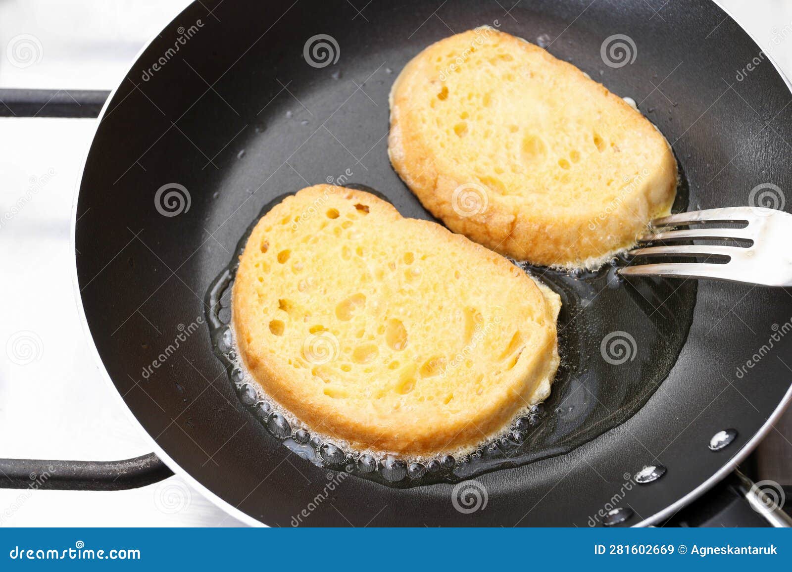 The Chef Shows How To Make French Toast Stock Image - Image of bake ...