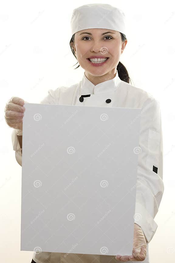 Chef with Sign stock photo. Image of chefs, girl, blank - 751816