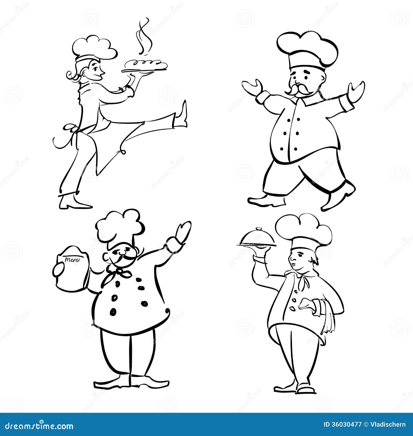 Chef Sketch Collection Vector Stock Vector - Illustration of lunch ...