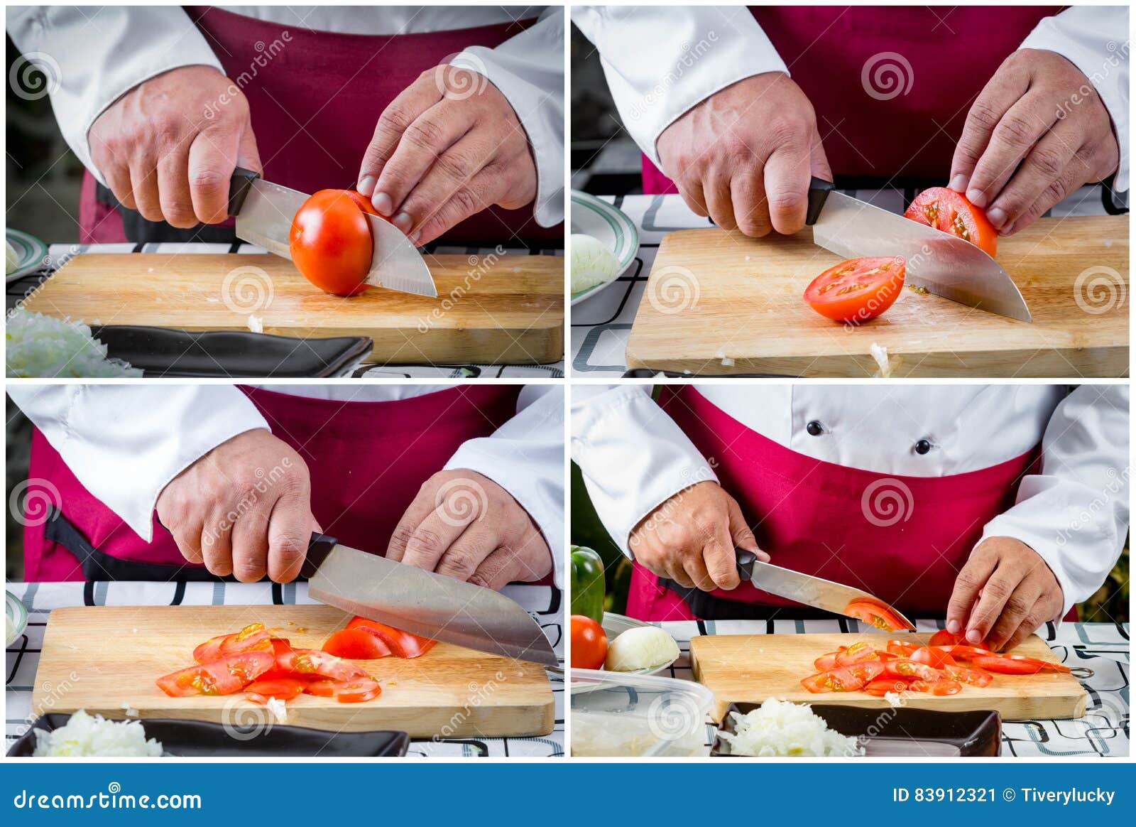 Chef sliced tomato stock image. Image of lifestyle, cutting - 83912321