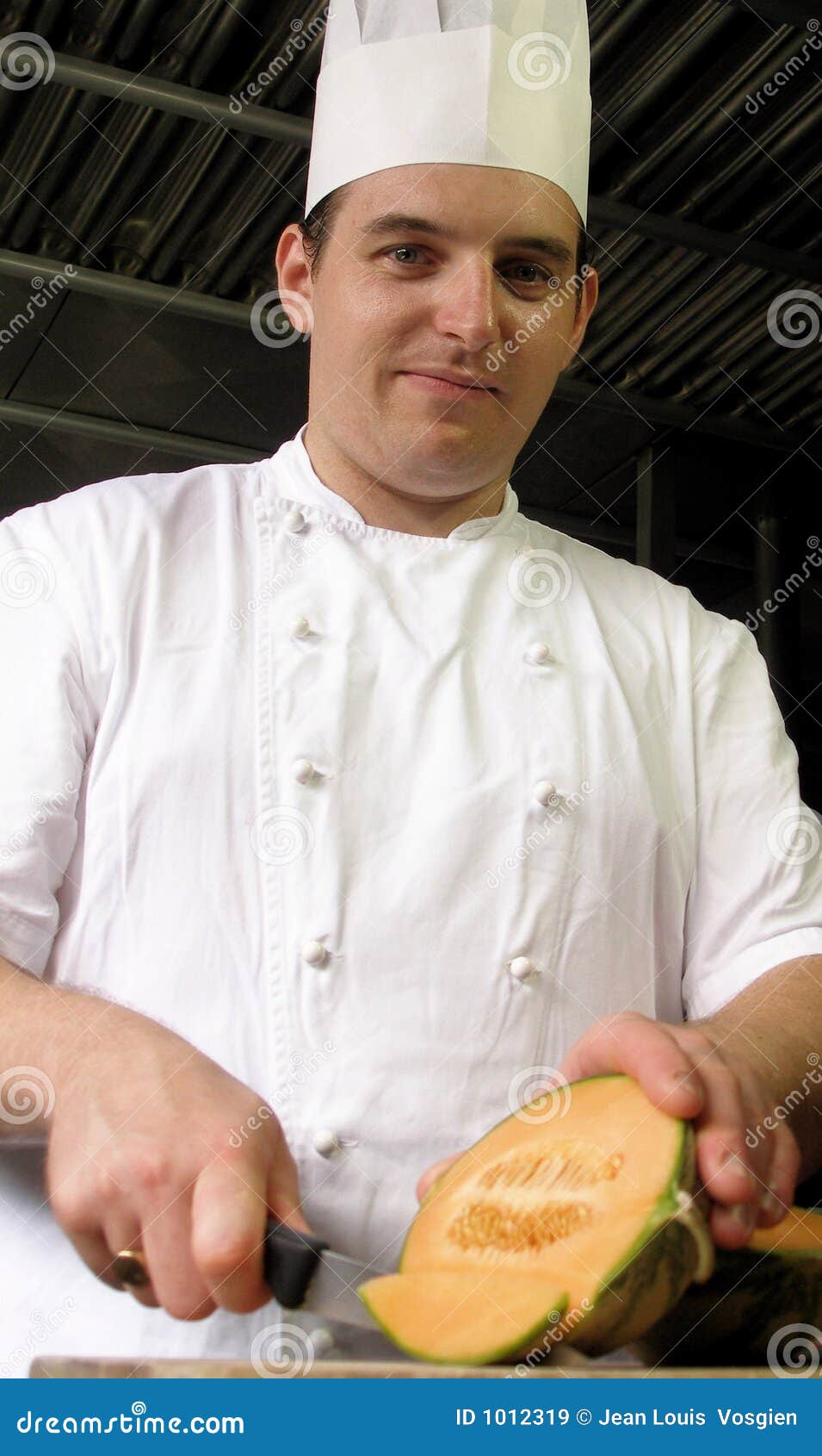 Chef is slicing a melon stock image. Image of slice, ingredient - 1012319