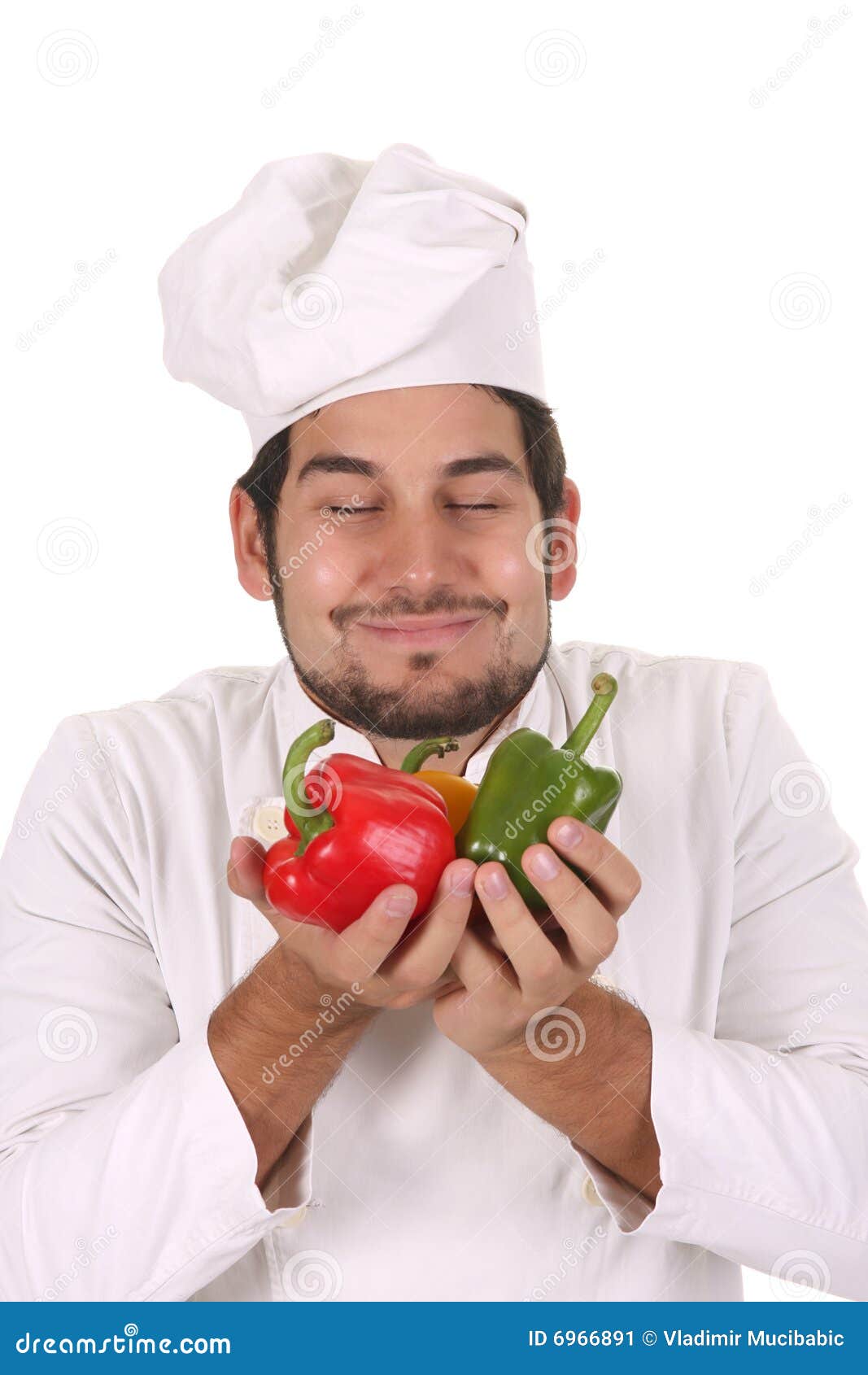 Chef Smelling the Aroma of Peppers Stock Image - Image of eating ...