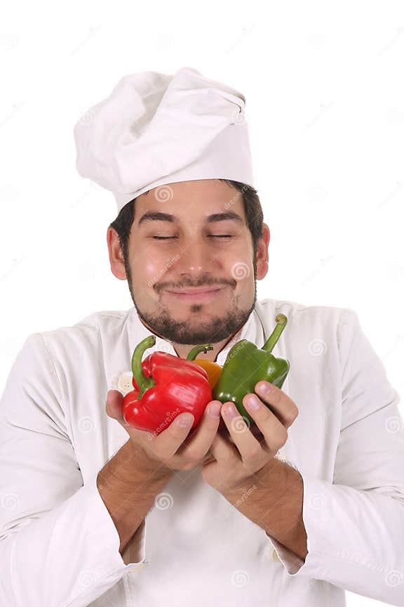Chef Smelling the Aroma of Peppers Stock Image - Image of eating ...