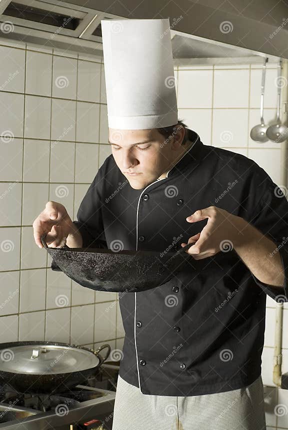 Chef smelling Food stock photo. Image of standing, indoors - 7138486