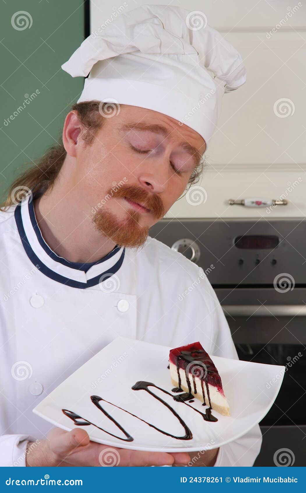 Chef Smelling a Piece of Cake Stock Image - Image of person, eating ...