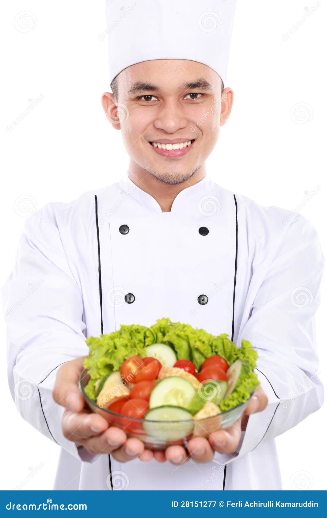 Chef smiling with salad stock image. Image of look, fruit - 28151277