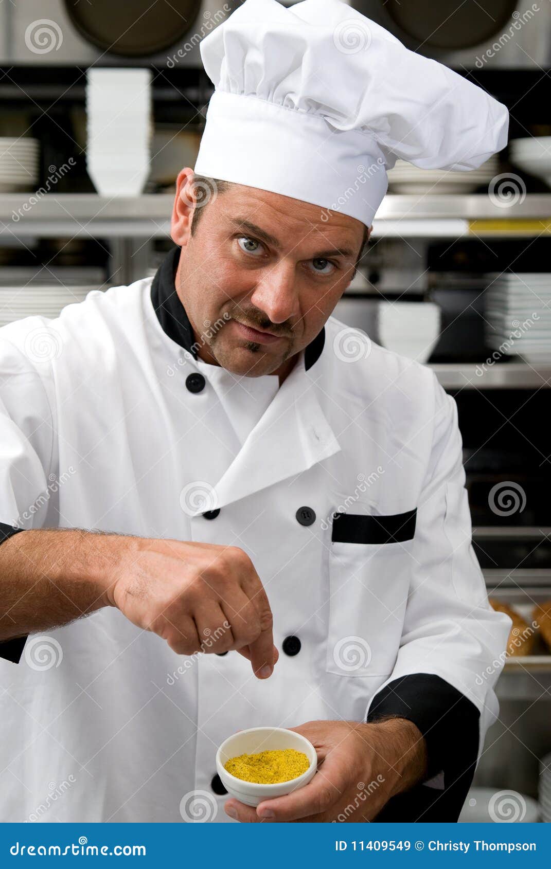 Chef with spices stock image. Image of chef, bowl, happy - 11409549