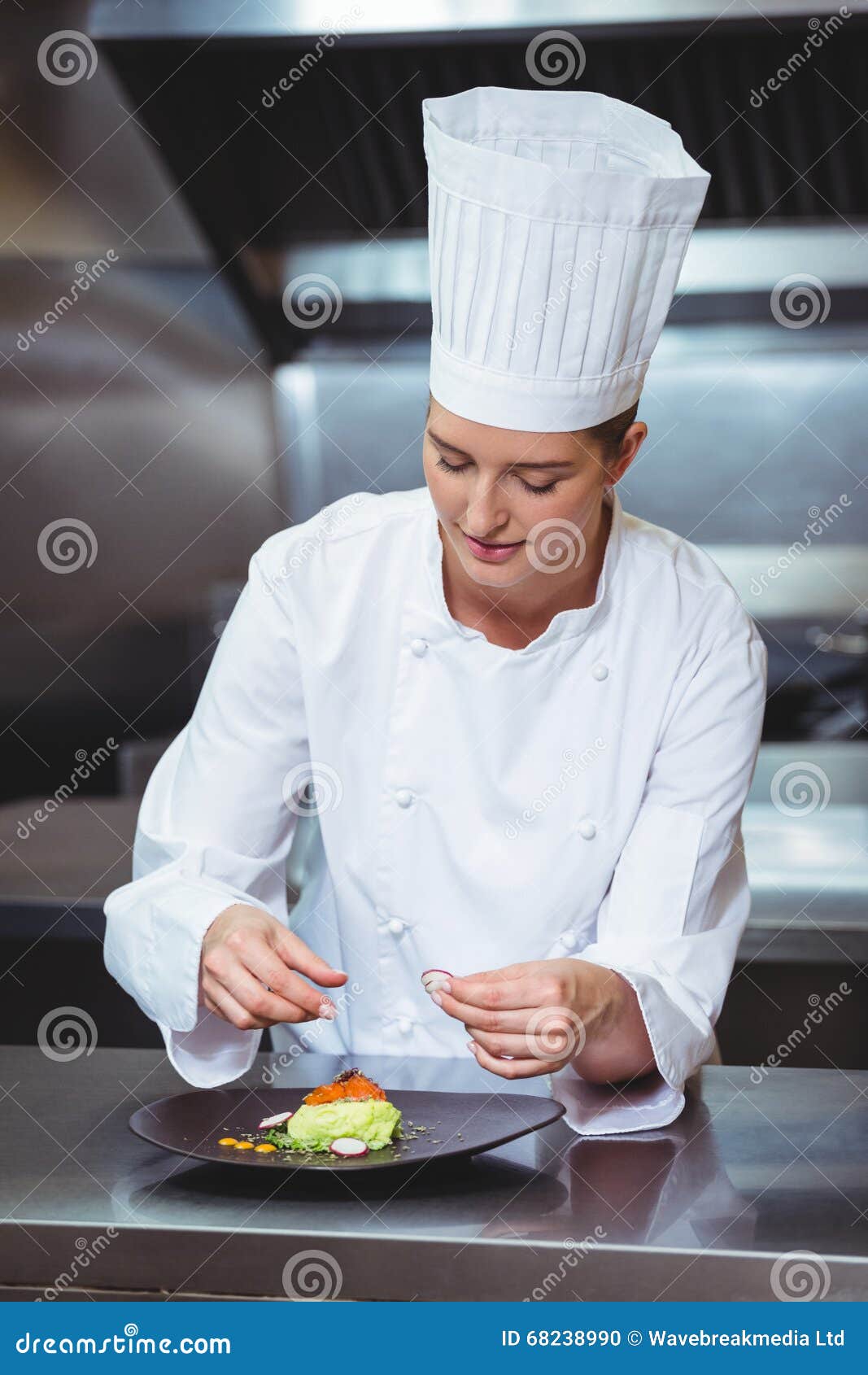 Chef Sprinkling Salt on Dish Stock Photo - Image of meal, cooking: 68238990