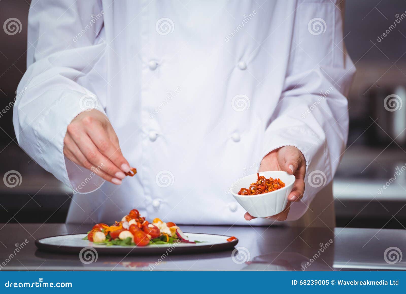 Chef Sprinkling Spices on Dish Stock Image - Image of plate ...