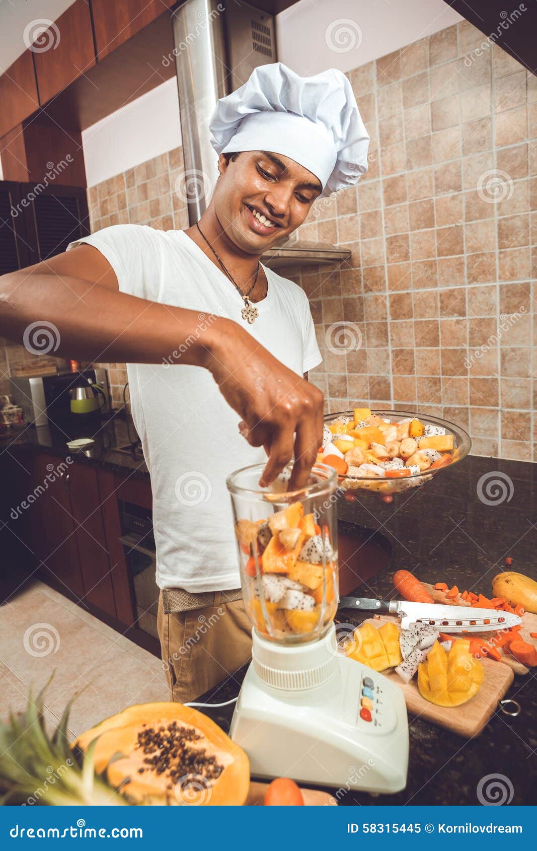 Chef Squeezing a Fruits with a Juicer Stock Image - Image of appliance ...