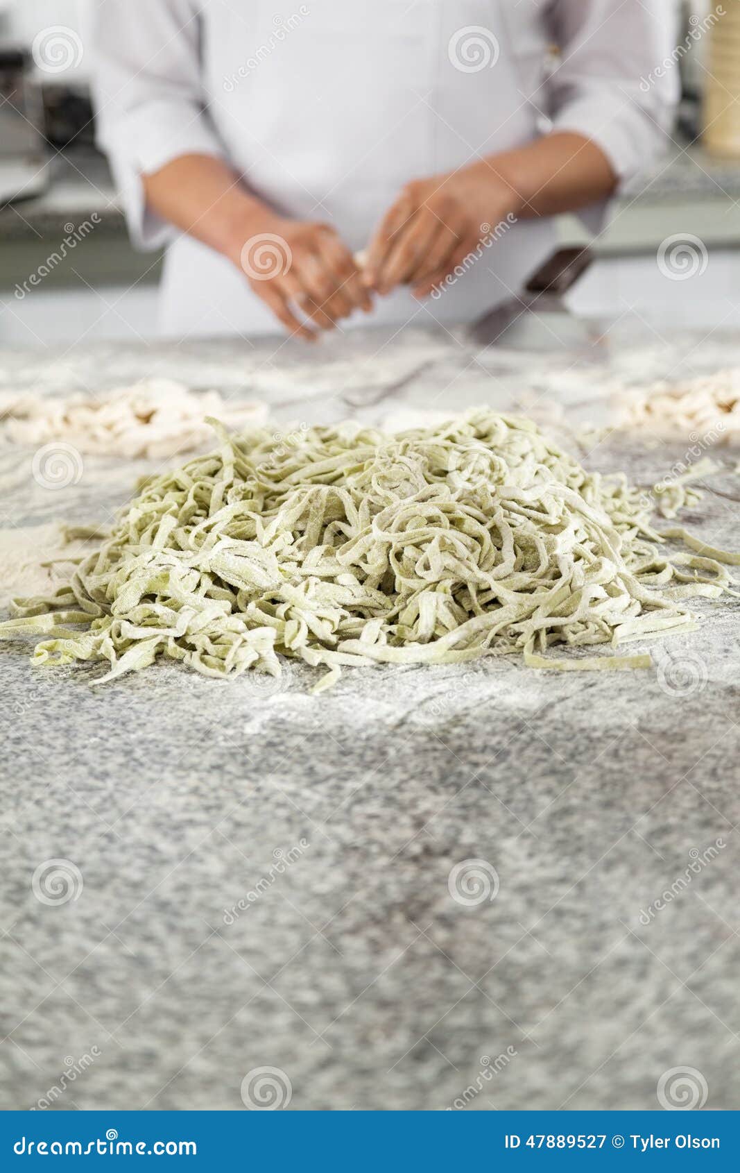 Chef Standing at Counter with Spaghetti Pasta Stock Image - Image of ...