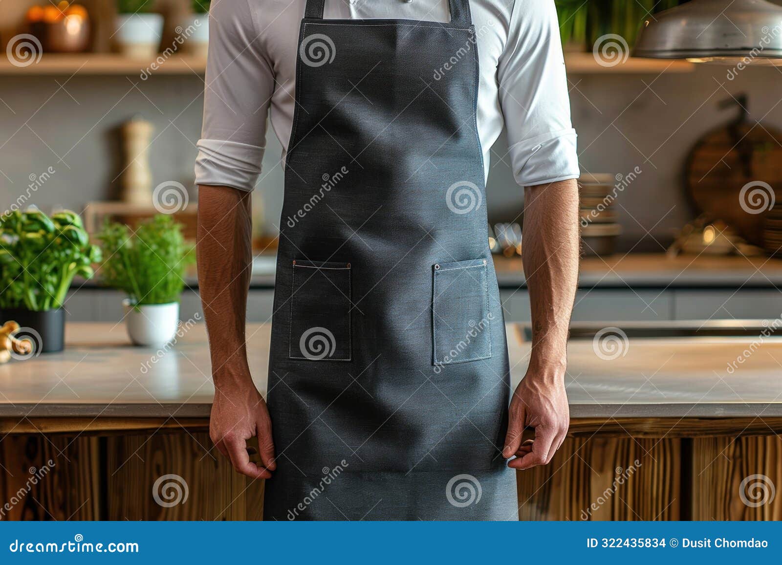A Chef Stands in Front of a Counter with Apron on Stock Illustration ...