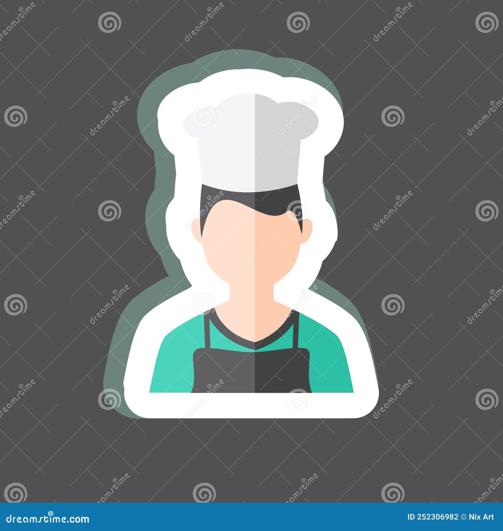 Chef Sticker in Trendy Isolated on Black Background Stock Illustration ...