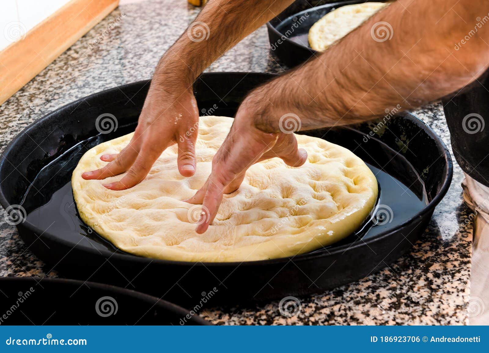 Chef Stretching a Portion of Pizza Dough Base Stock Photo - Image of ...