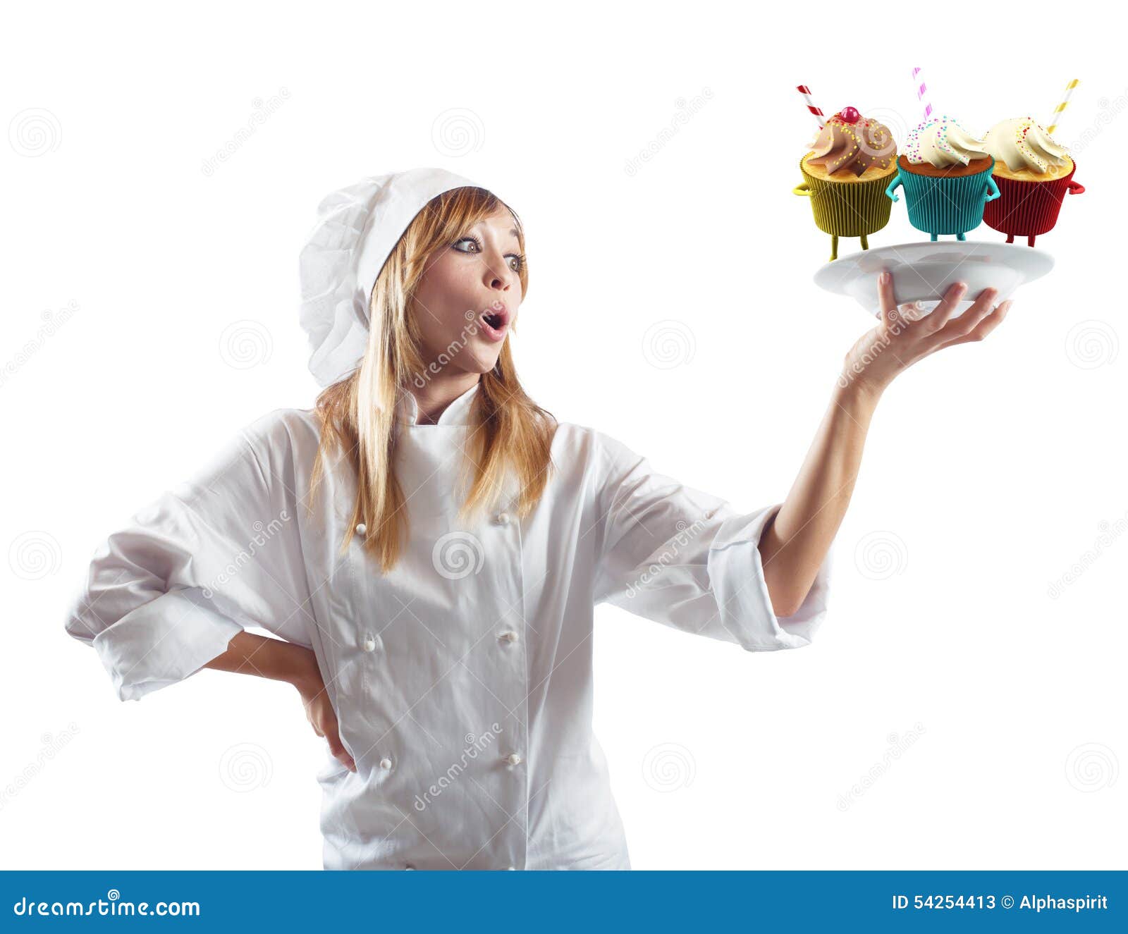 Chef surprised by pastries stock image. Image of preparation - 54254413