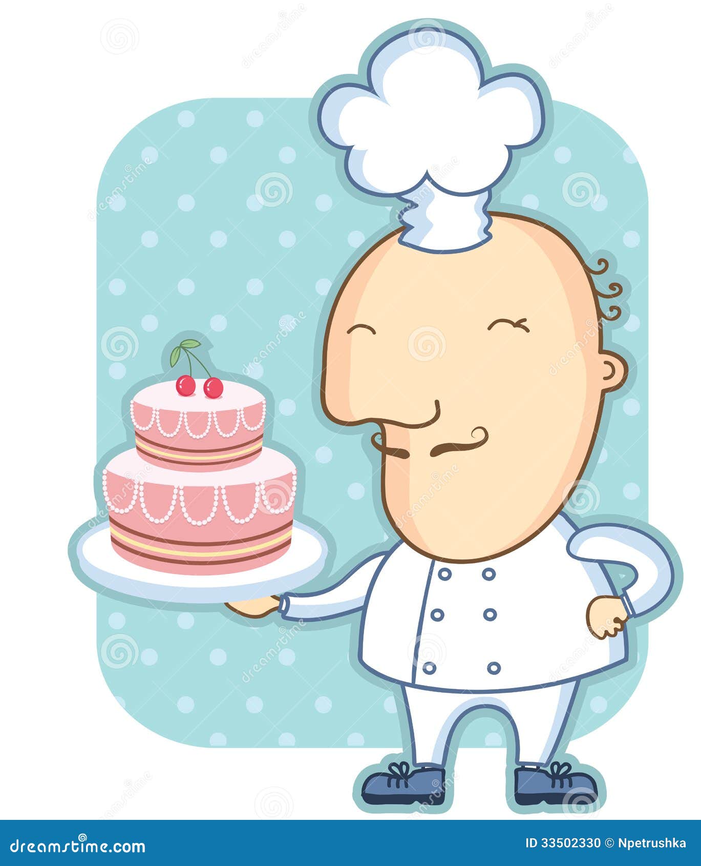 Chef and Sweet Cake.Vector Illustration of Baker Stock Vector ...