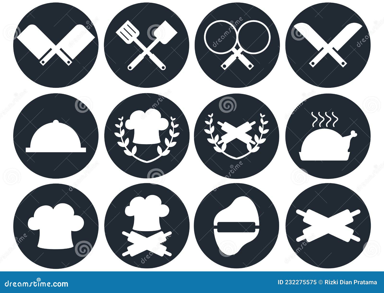 Chef Symbol Design Collection, on Black and White Theme Stock Vector ...