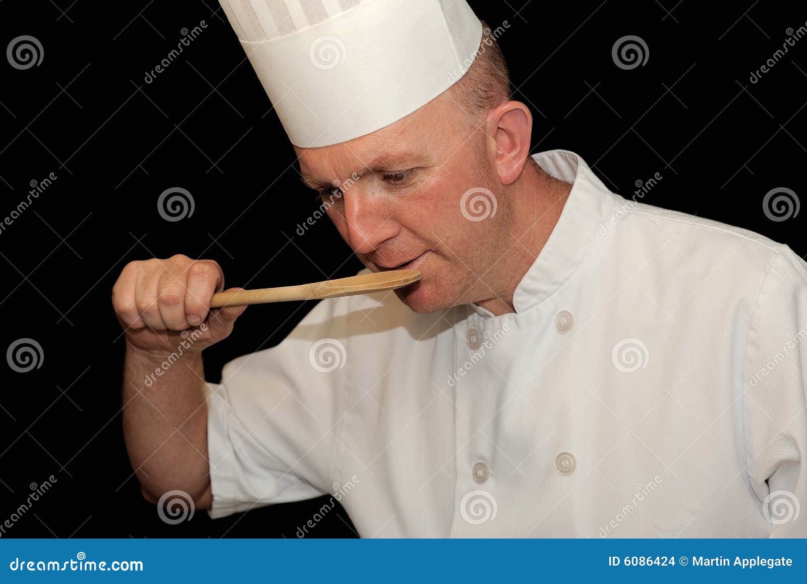 Chef tasting the food stock photo. Image of spoon, male - 6086424