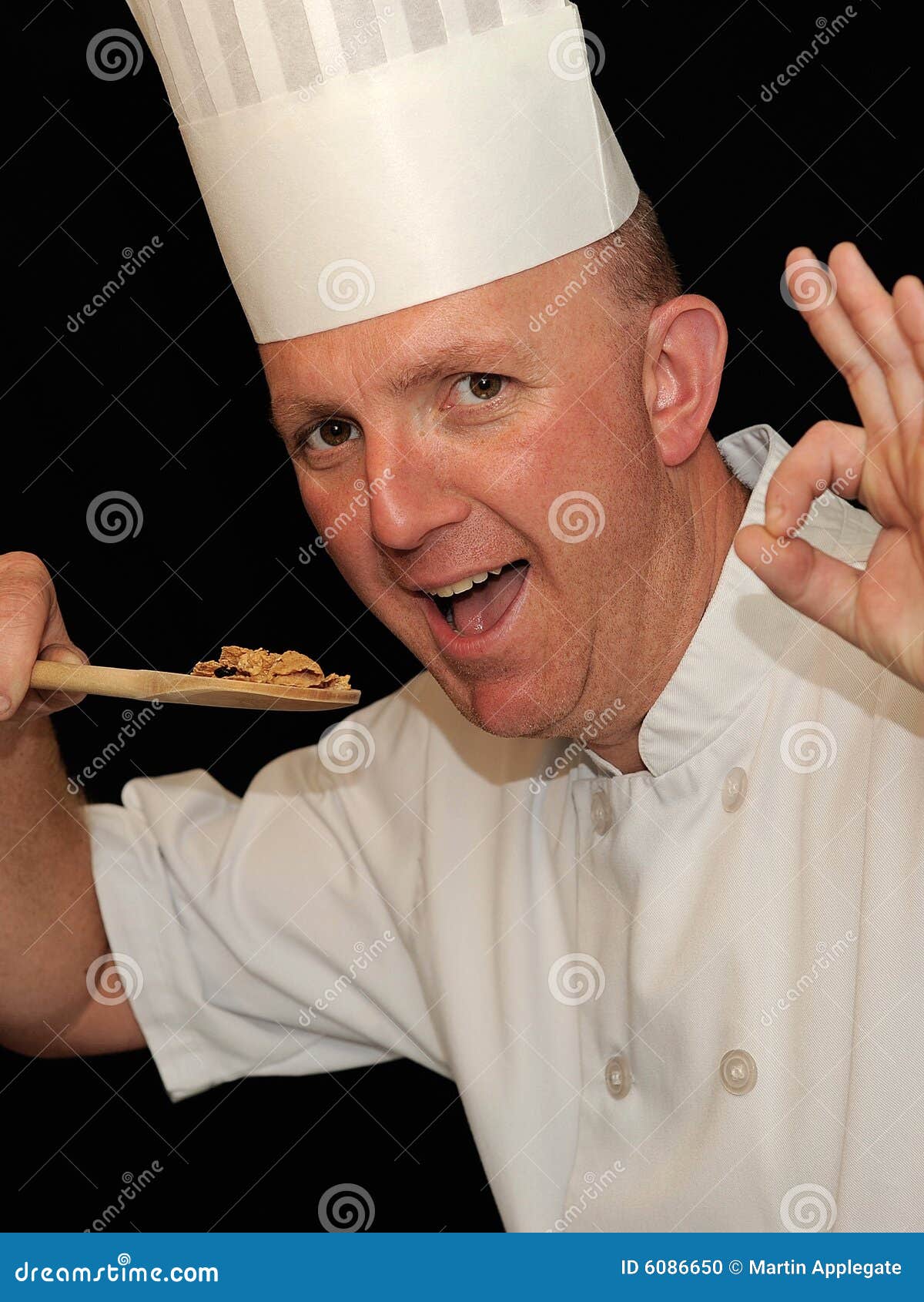 Chef tasting food stock photo. Image of black, chef, holding - 6086650