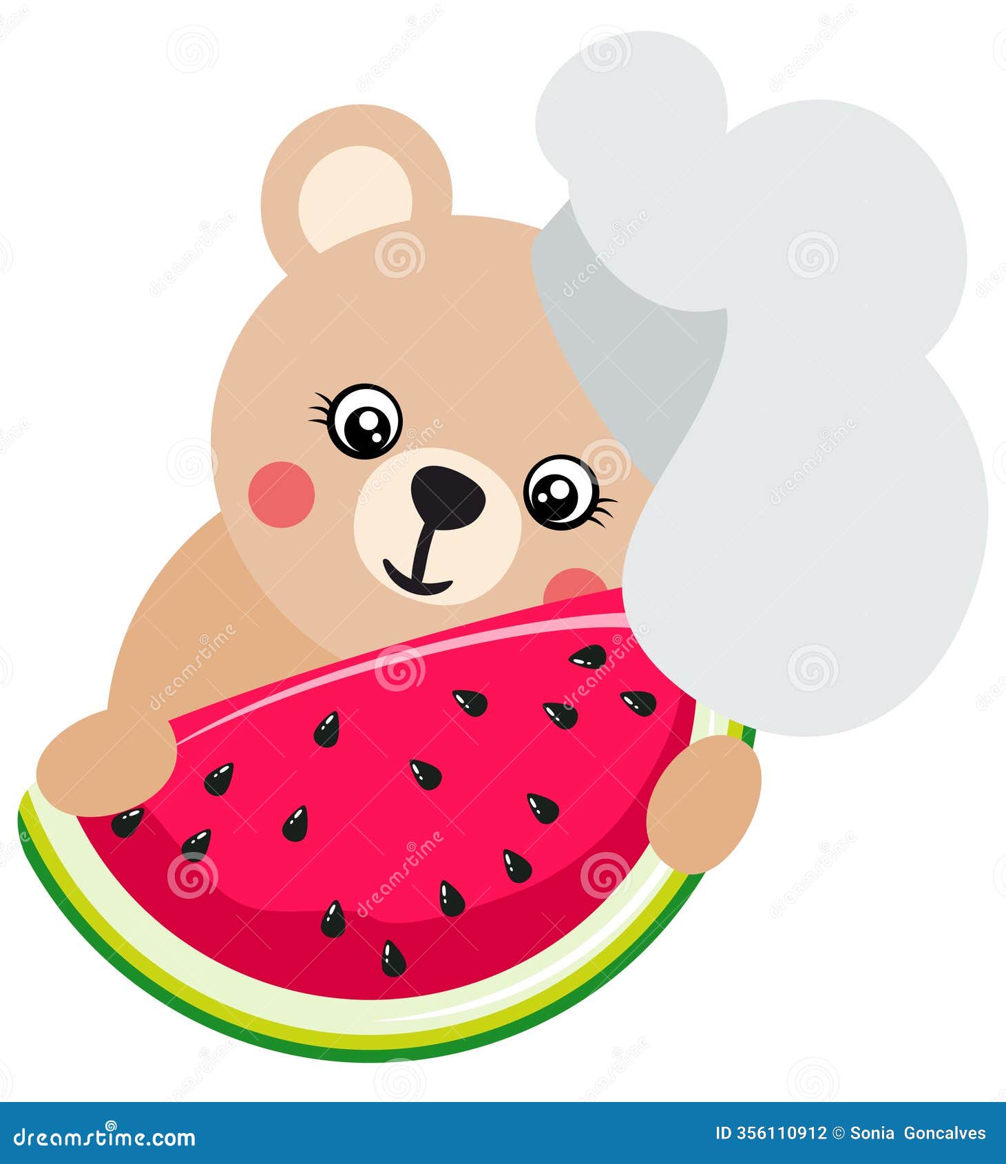 Chef Teddy Bear with Watermelon Slice Stock Illustration - Illustration ...