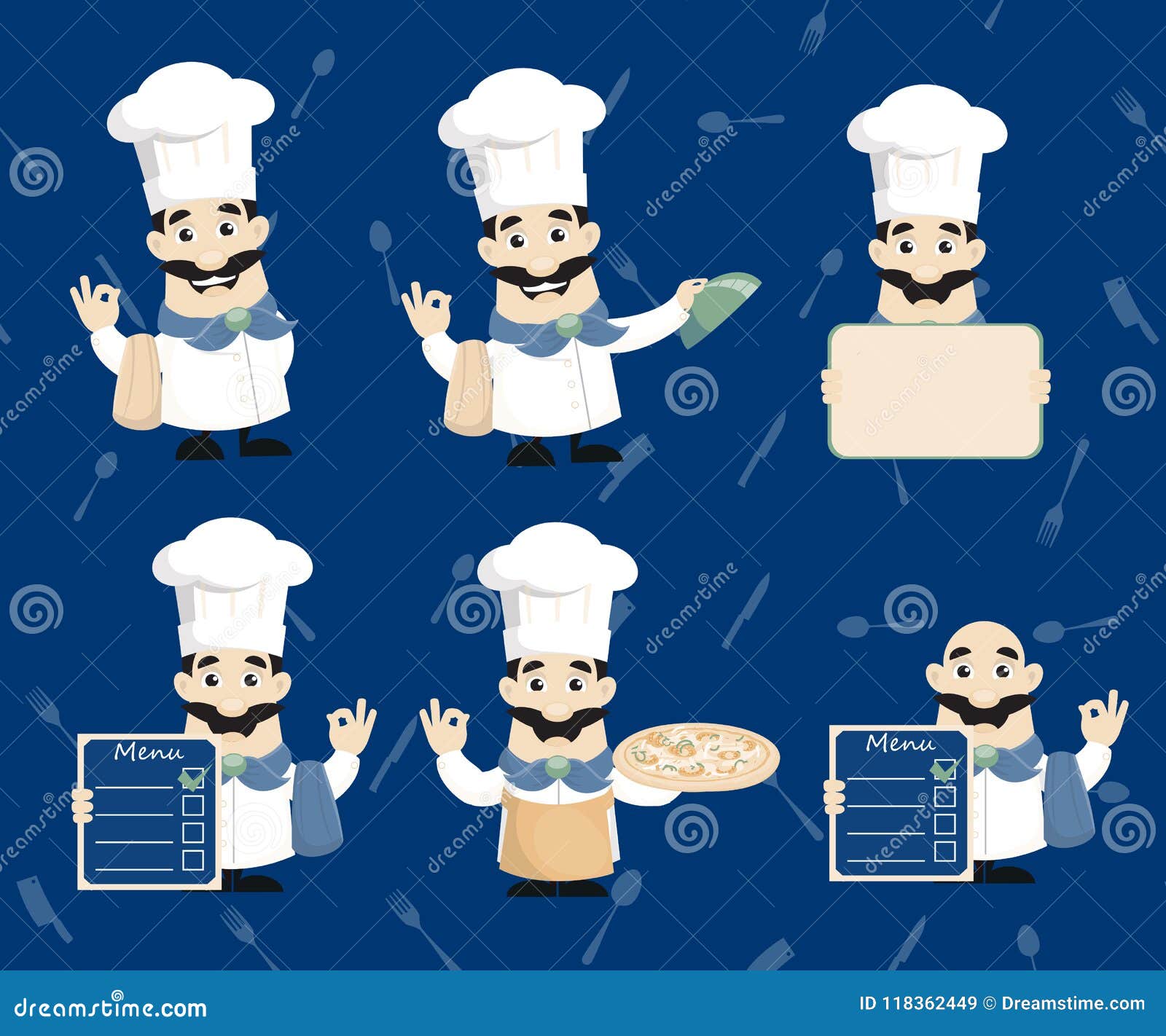 Chef Various Action Pose Vector Illustration Design Stock Vector ...