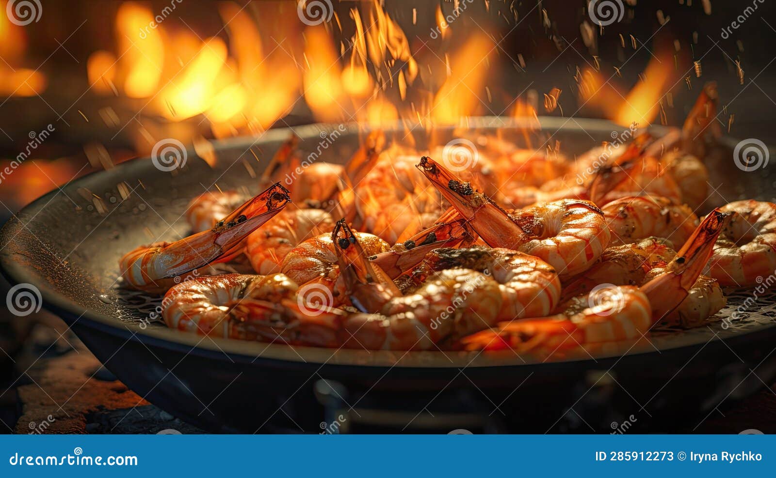 Chef Throwing Prawns on Wok Pan, Ai Generated Stock Illustration ...
