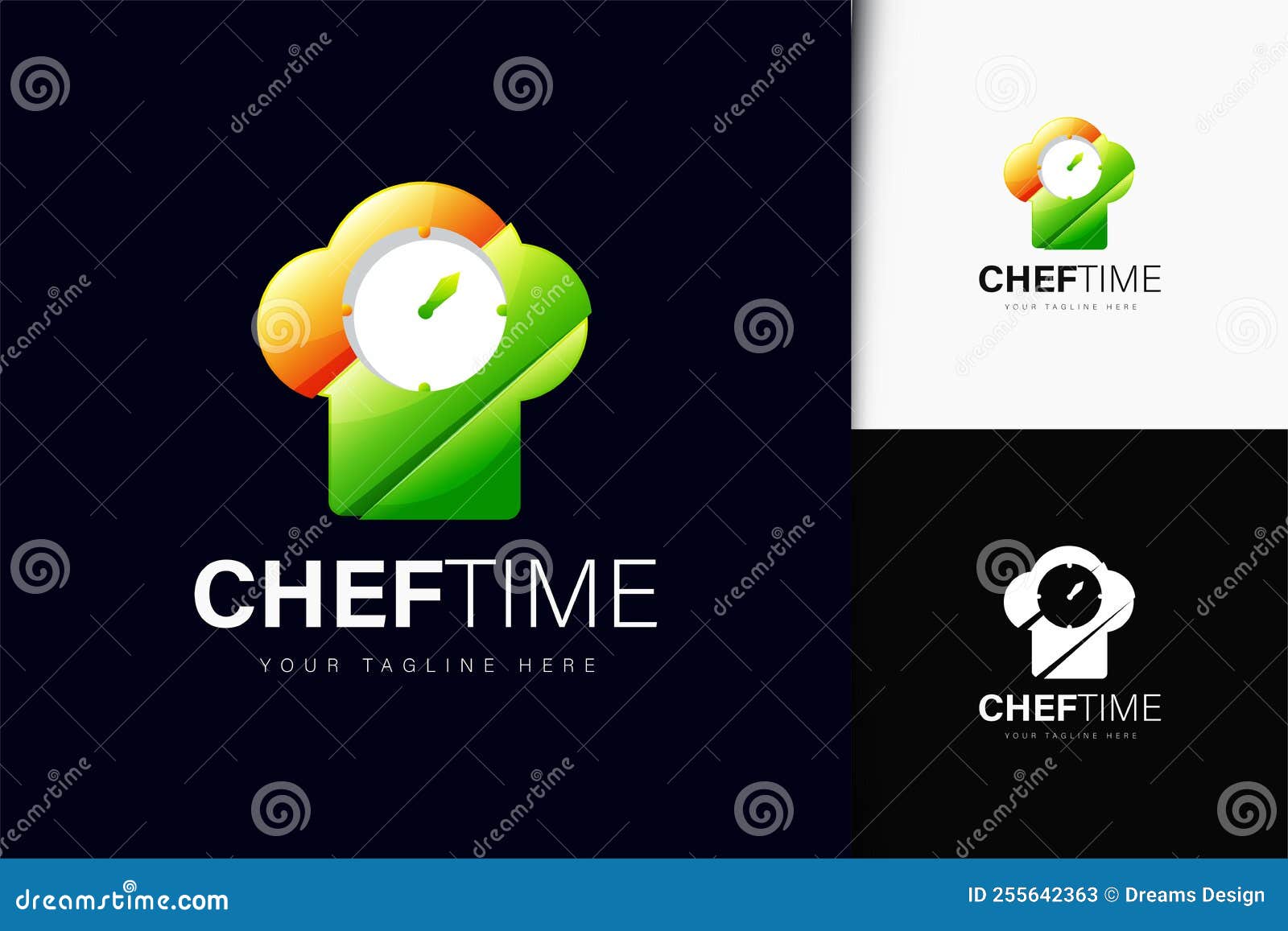 Chef Time Logo Design with Gradient Stock Vector - Illustration of ...