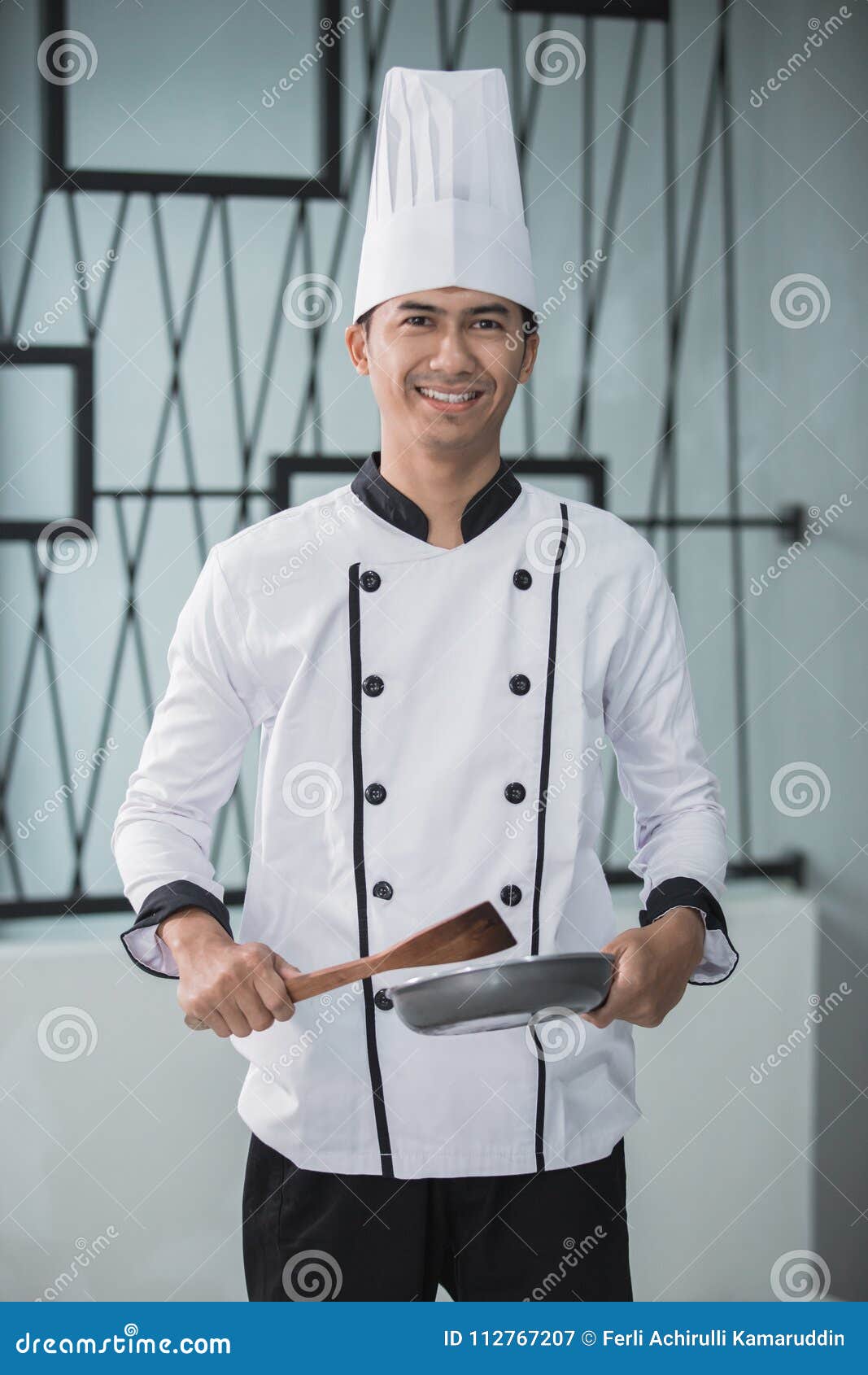 Chef and the tools stock image. Image of posing, person - 112767207