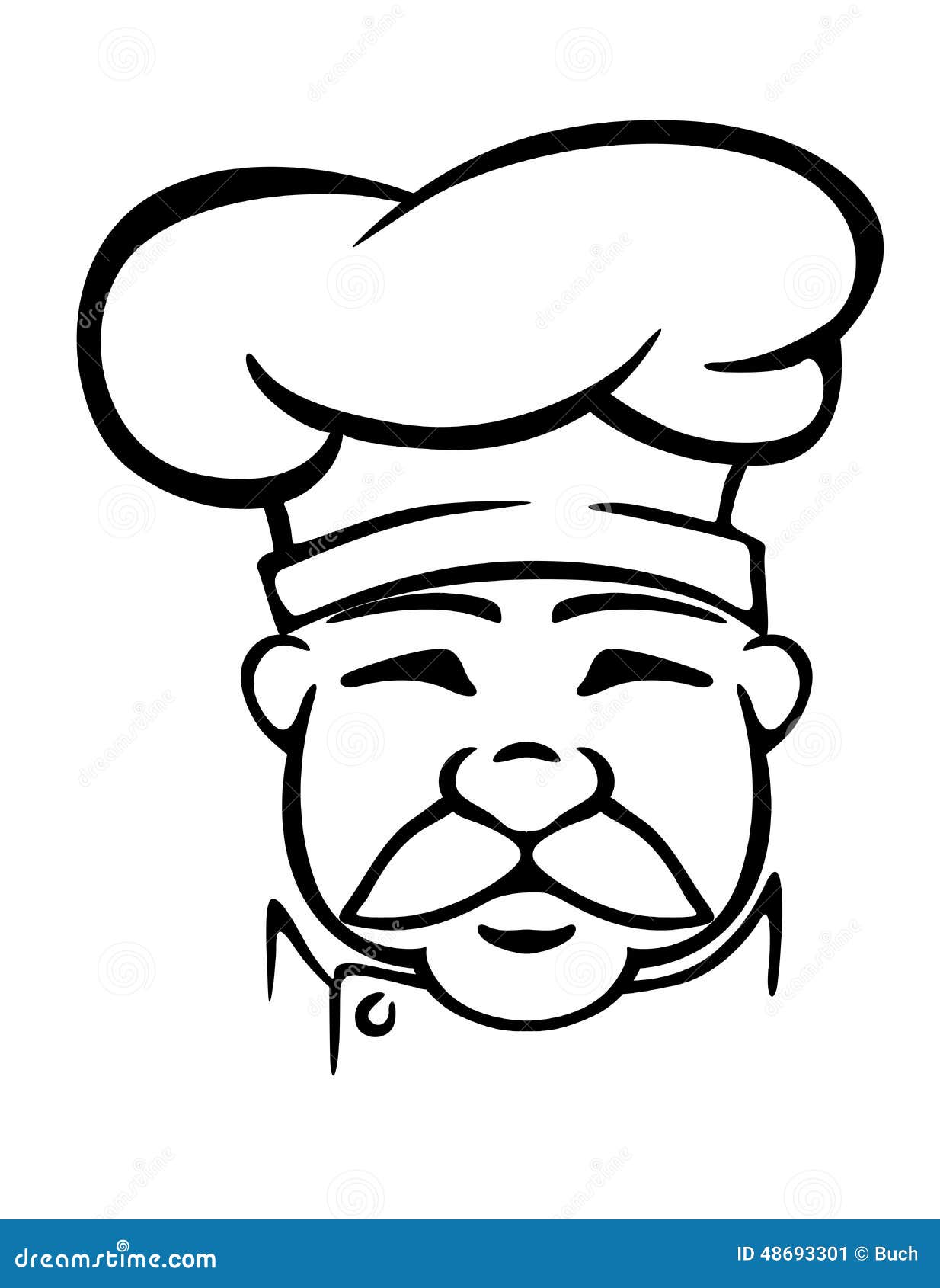 Chef in Traditional Uniform Stock Vector - Illustration of outline ...