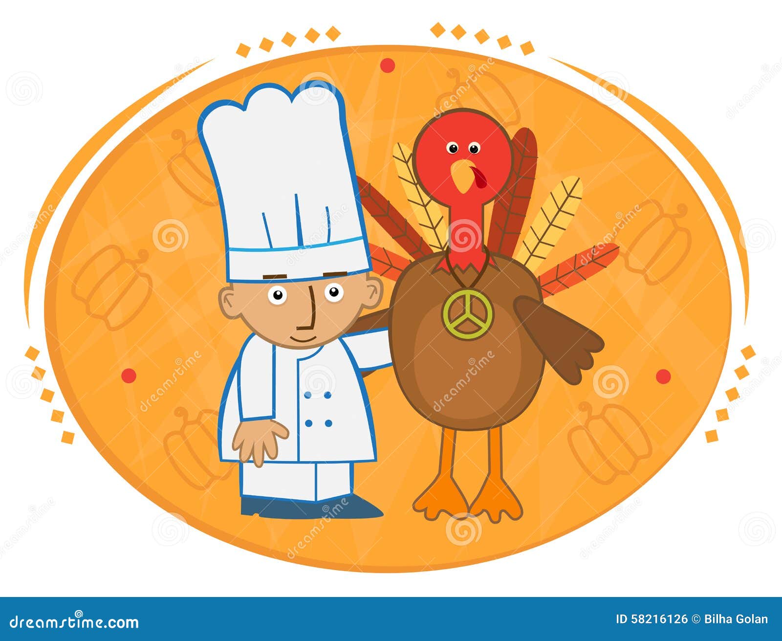 Chef and Turkey stock vector. Illustration of seasonal - 58216126