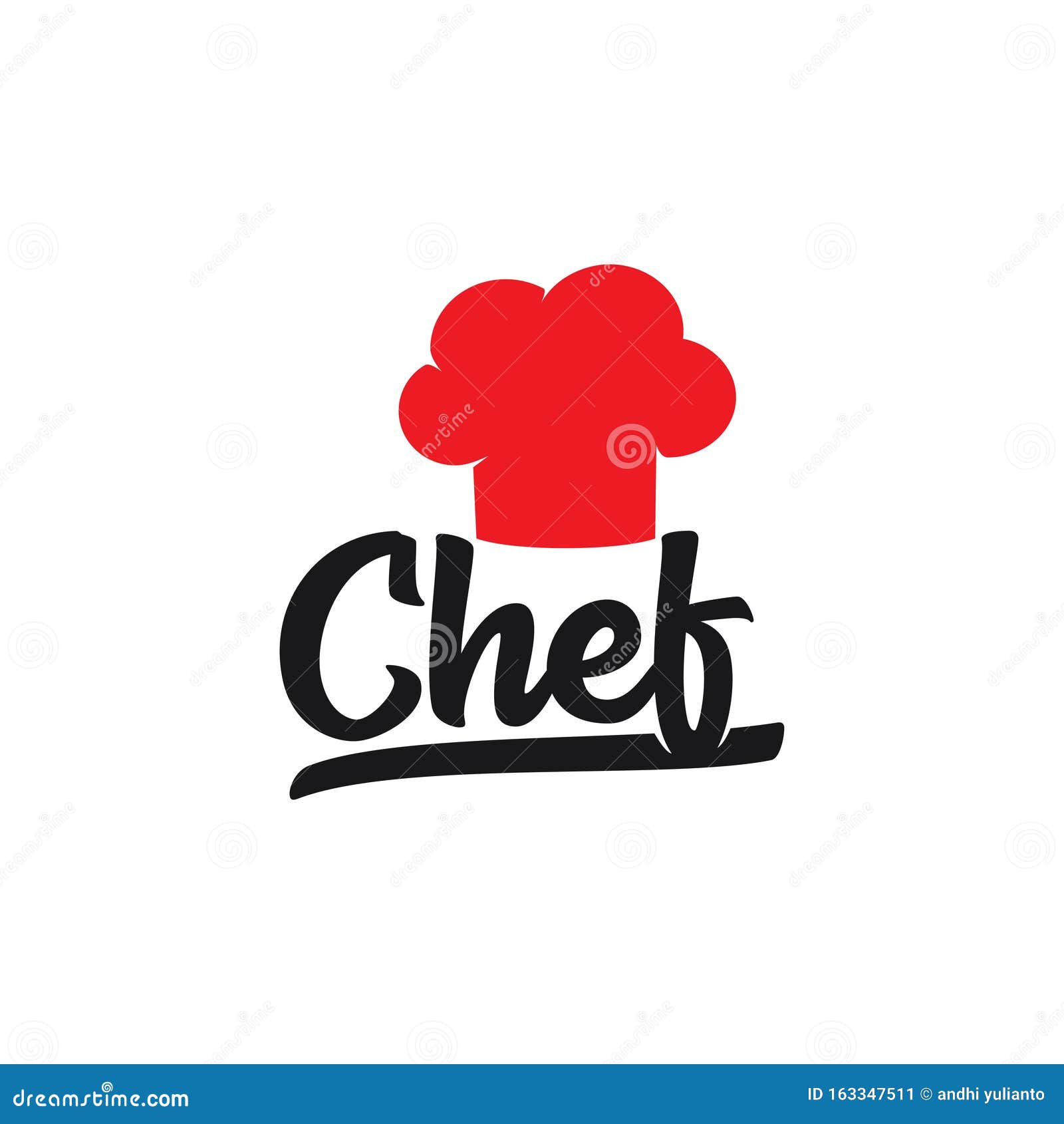 Chef Typography with Red Hat Food Restaurant Vector Logo Design Stock ...