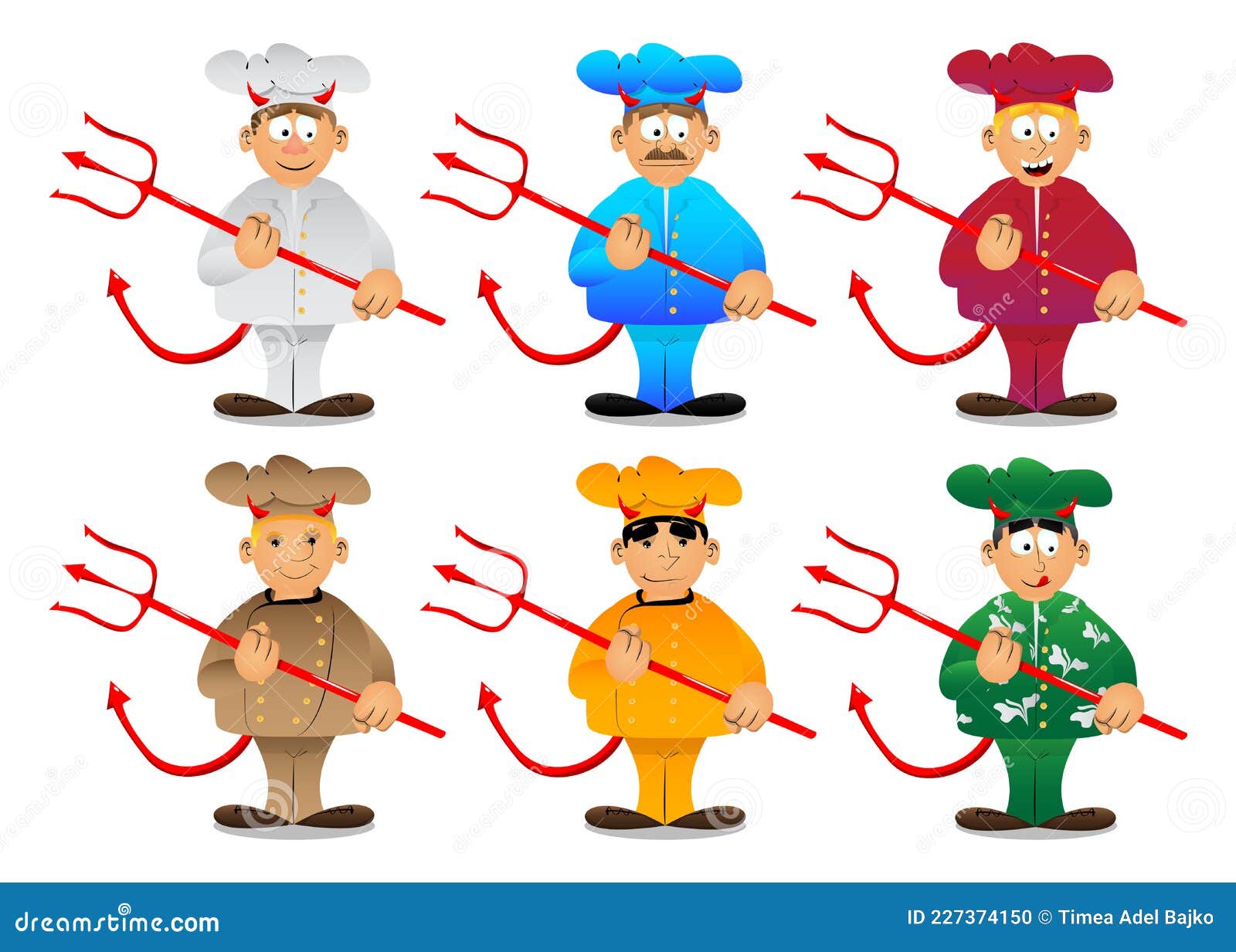 Chef in Uniform Devil with Pitchfork. Stock Vector - Illustration of ...