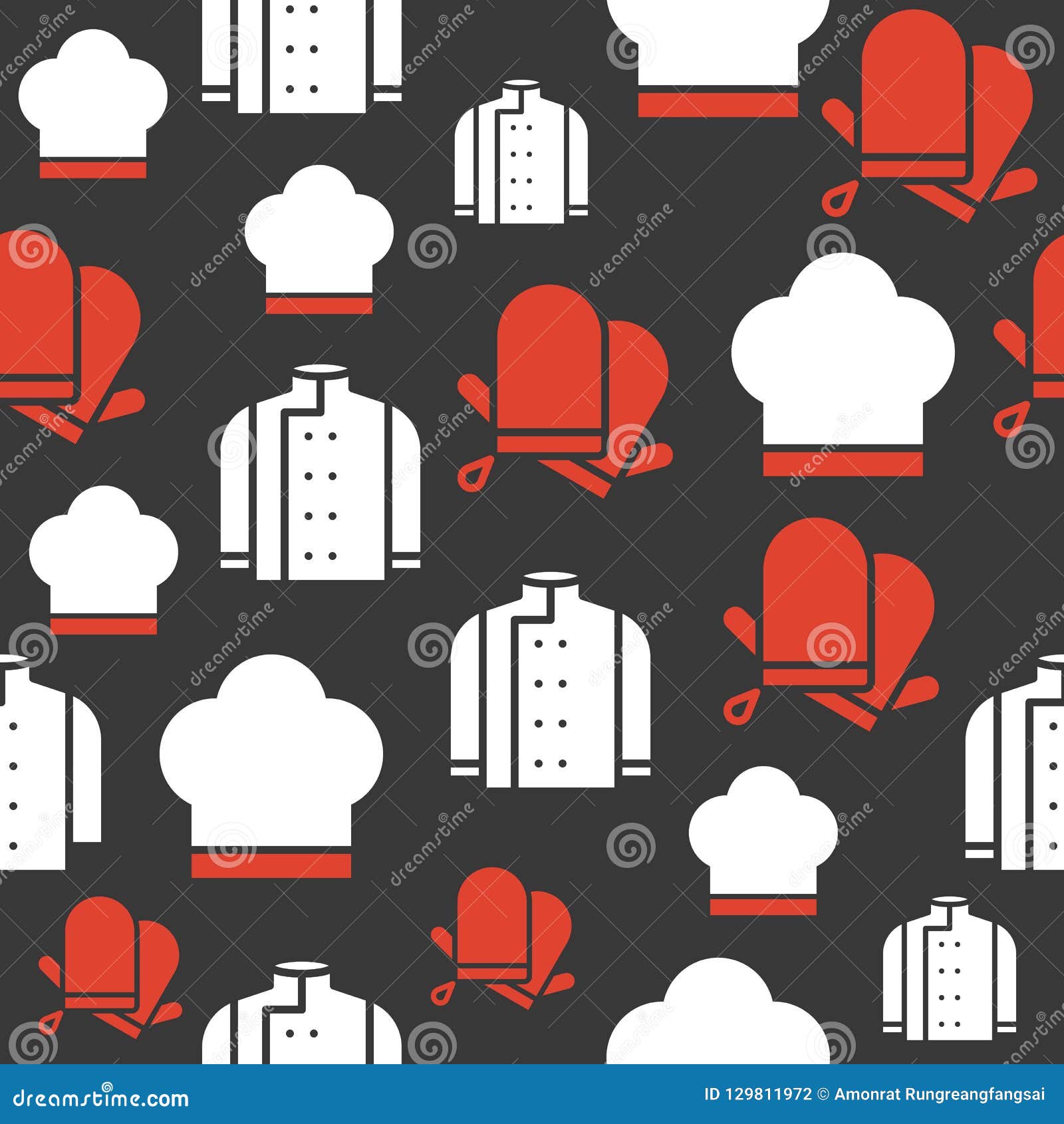Chef Uniform with Hat and Gloves Seamless Pattern for Wallpaper Stock ...