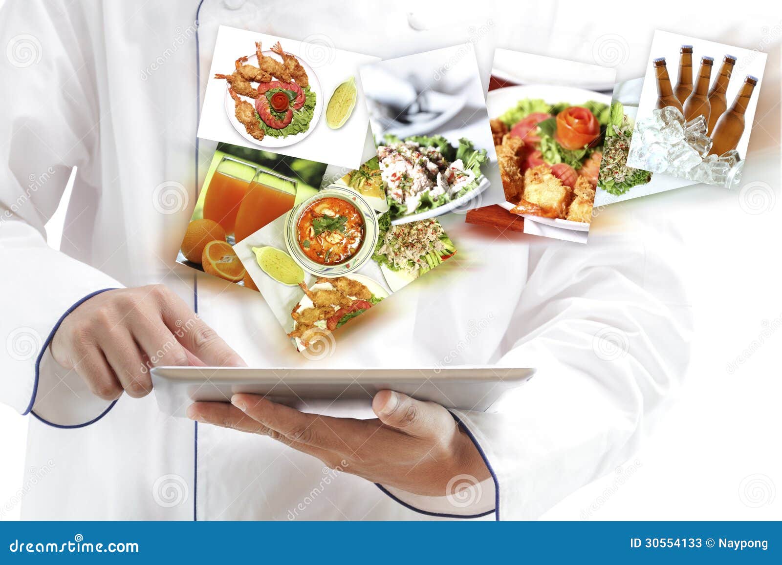 Chef using digital tablet stock image. Image of person - 30554133