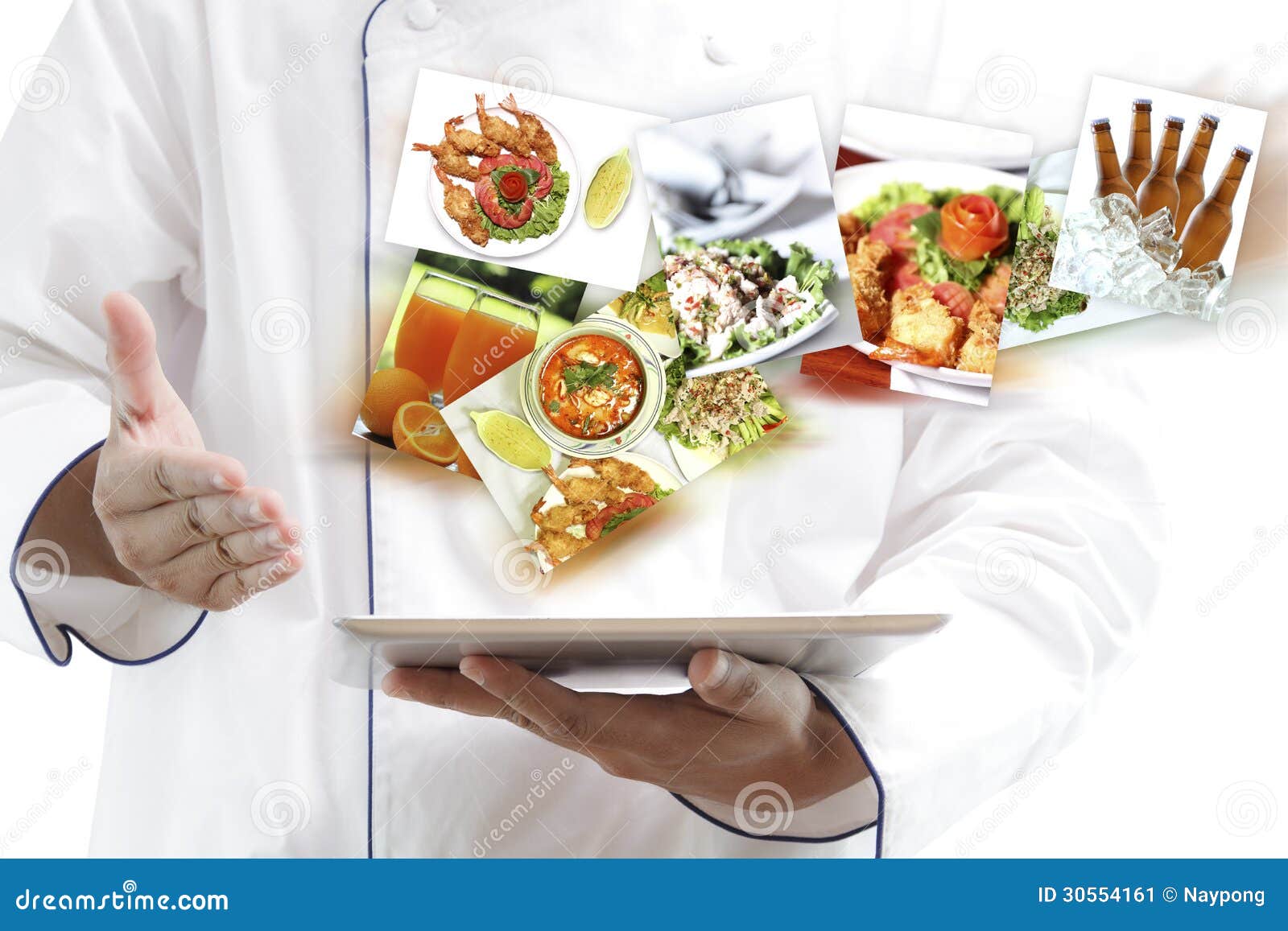 Chef using digital tablet stock image. Image of food - 30554161