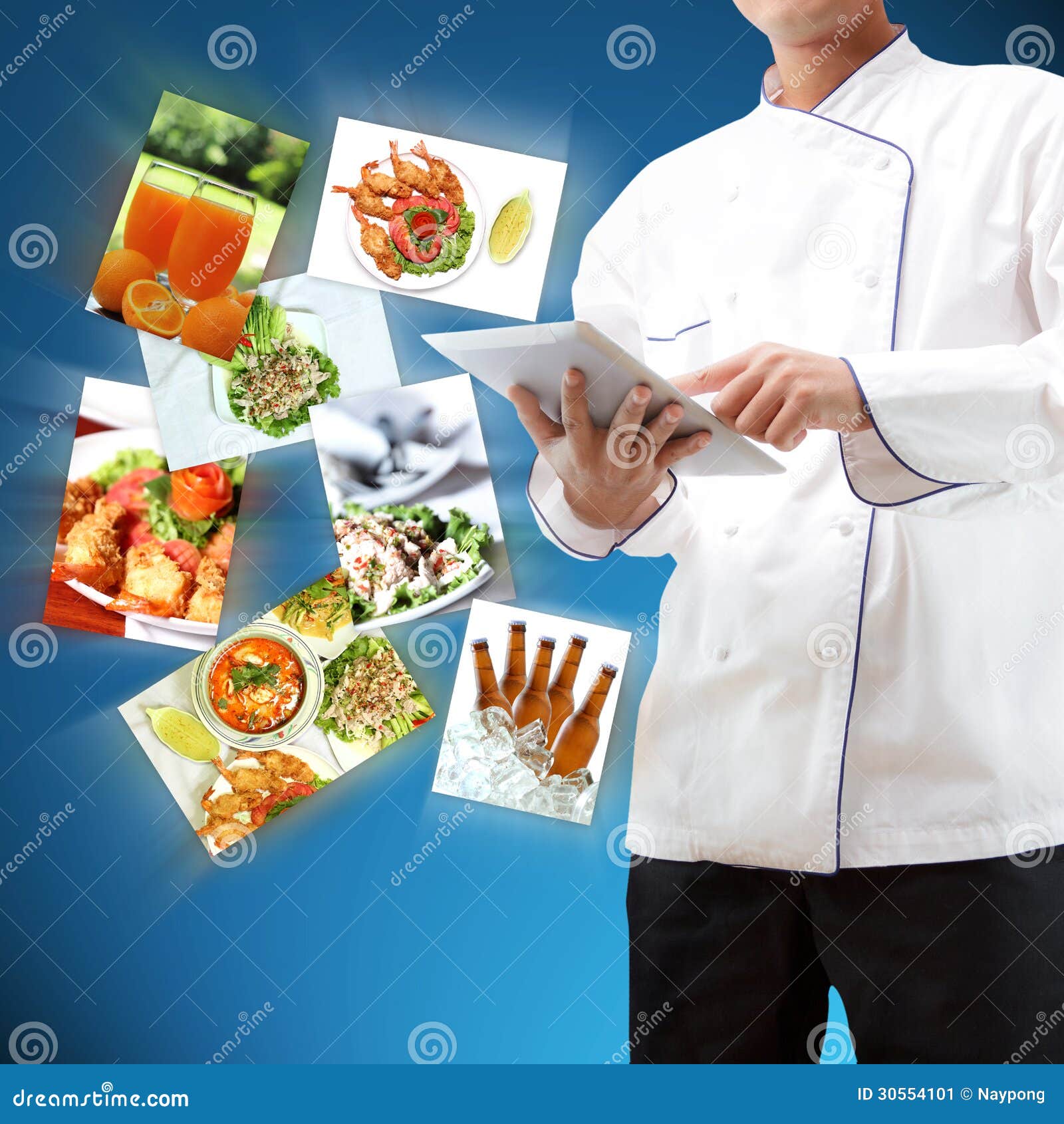 Chef using digital tablet stock image. Image of industry - 30554101