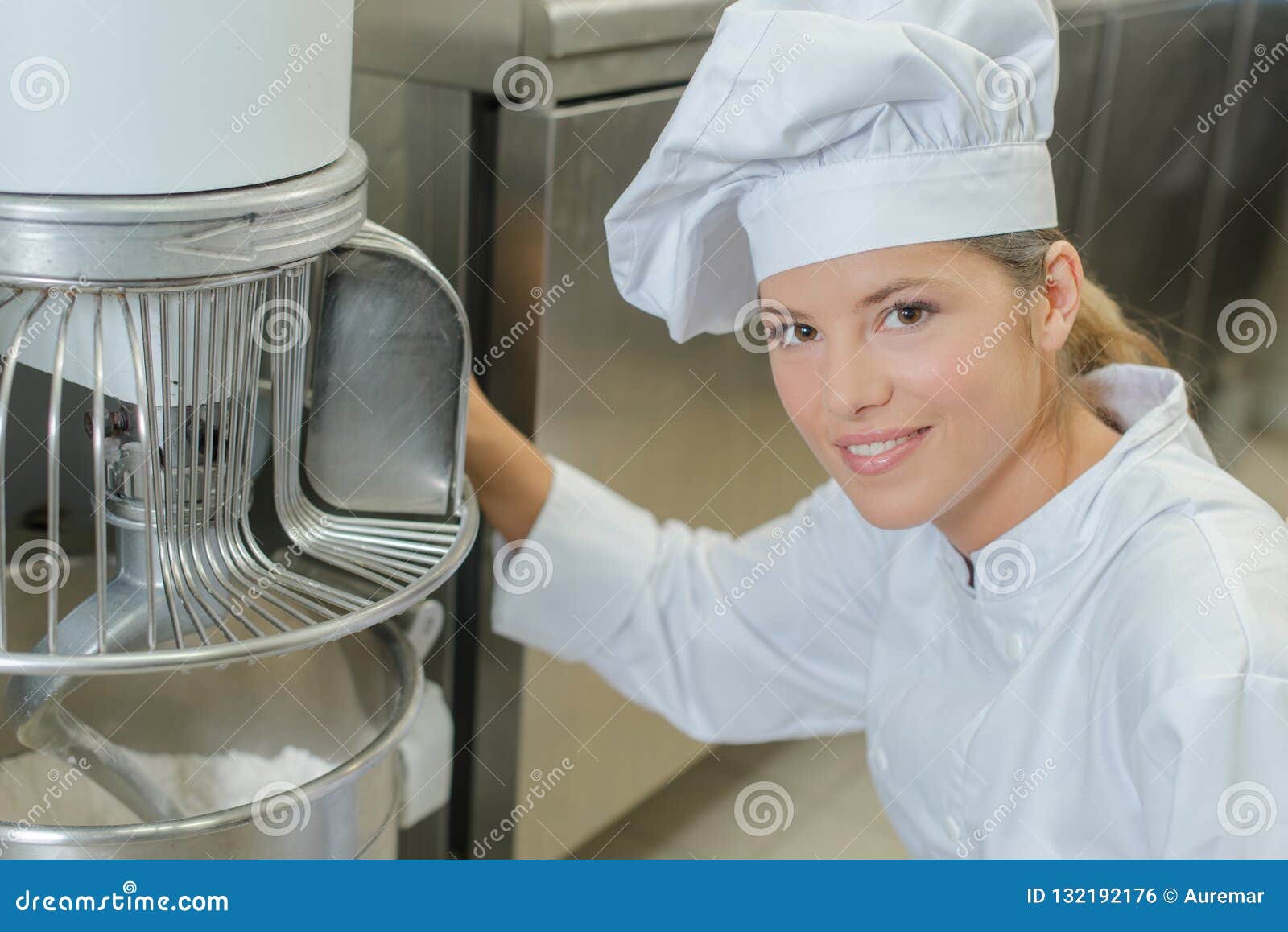 Chef Using Industrial Machine Stock Photo - Image of blender, pastry ...