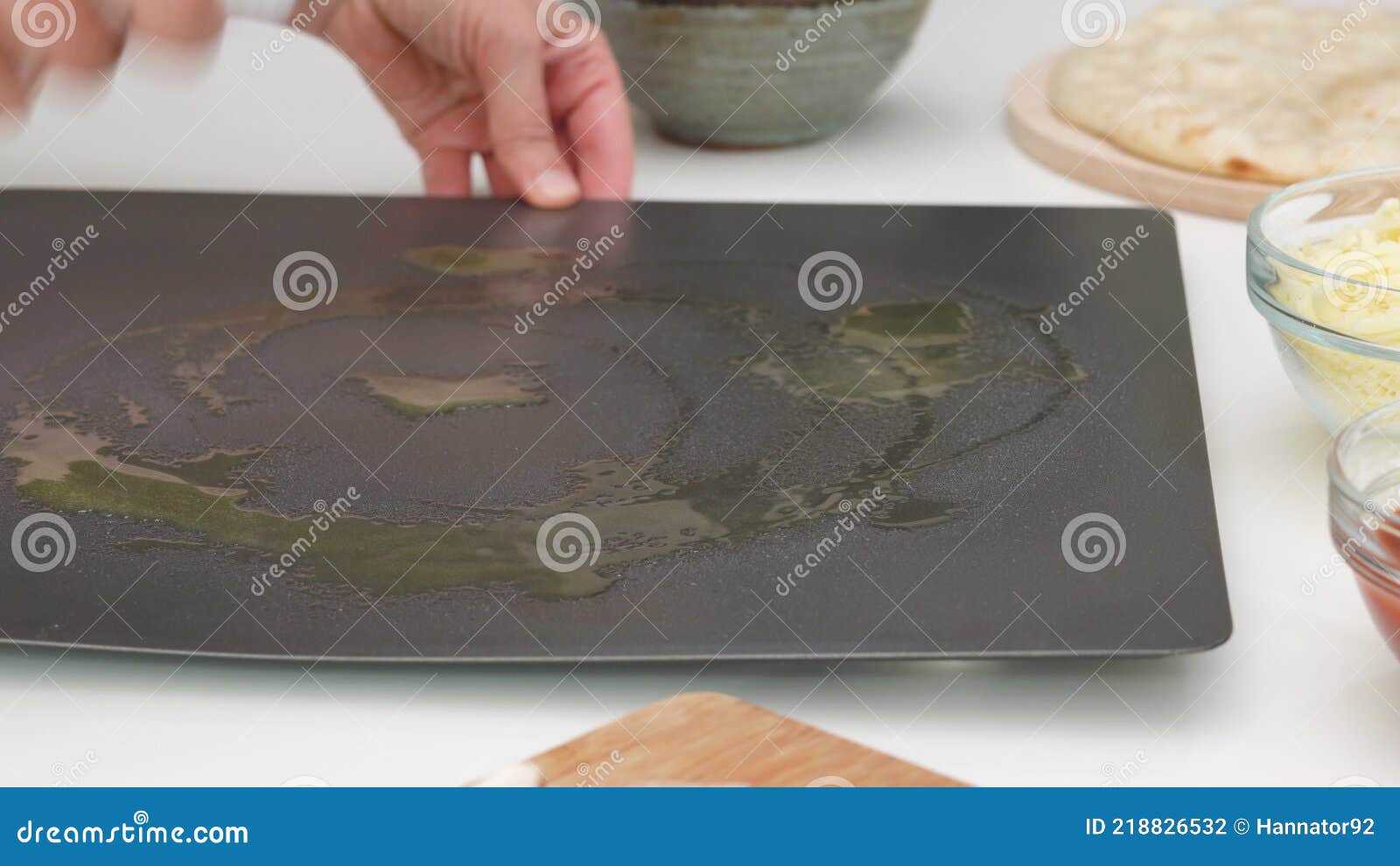Chef Using Olive Oil Spray on Baking Pan. Stock Footage - Video of ...