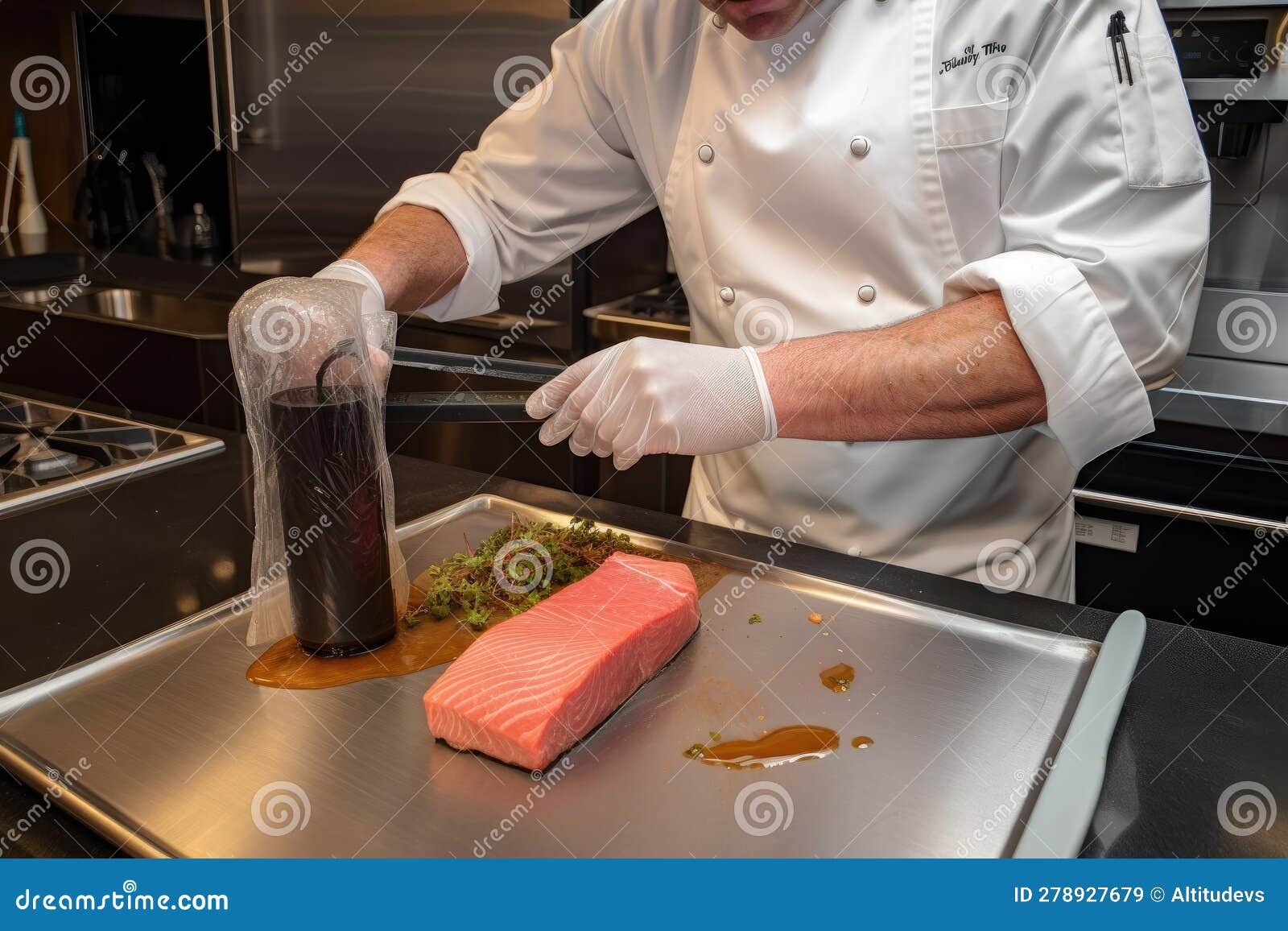 Chef, Using Sous Vide Method, To Perfectly Cook Steak Stock ...