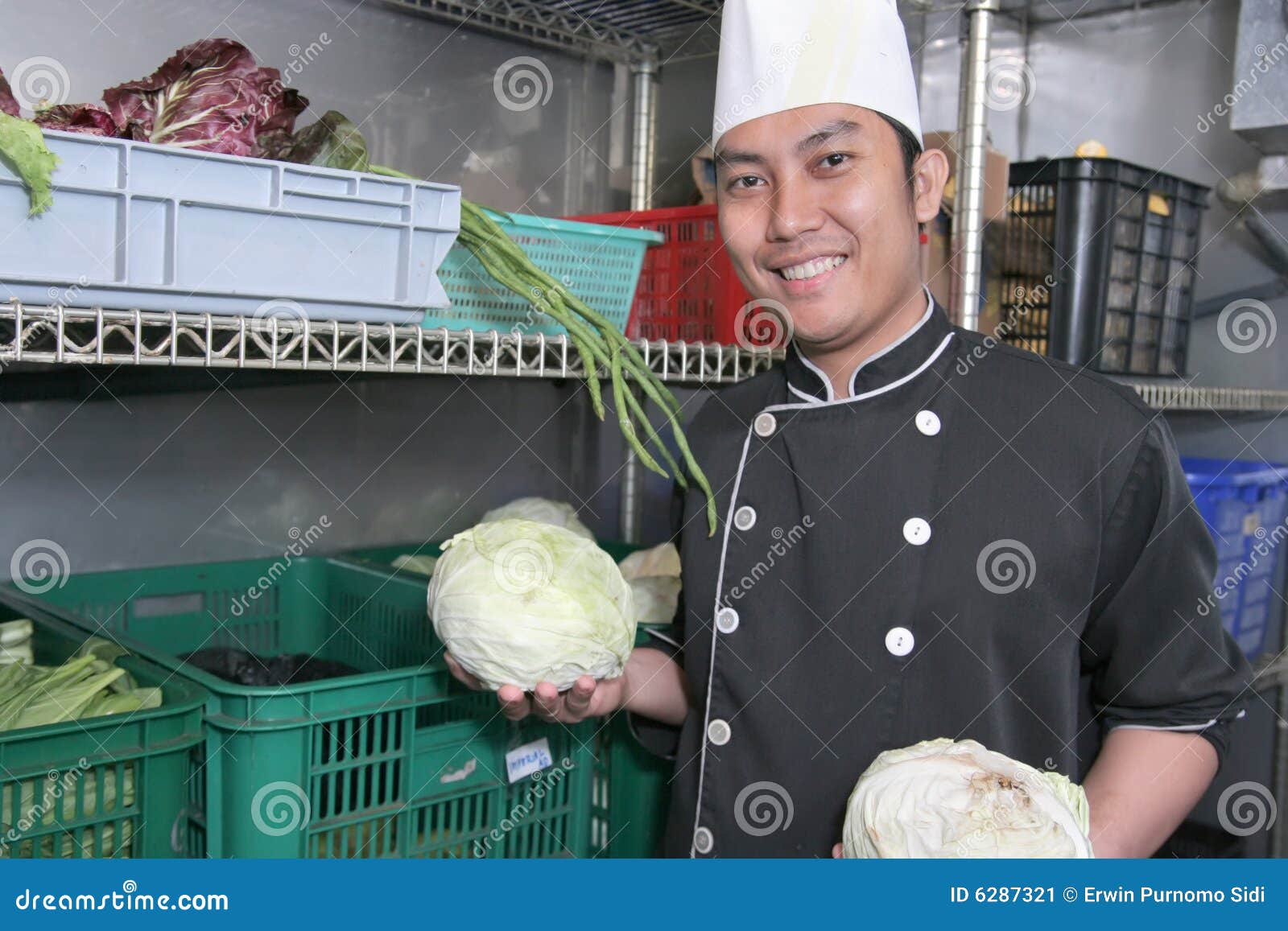 Chef in vagetable storage stock image. Image of white - 6287321