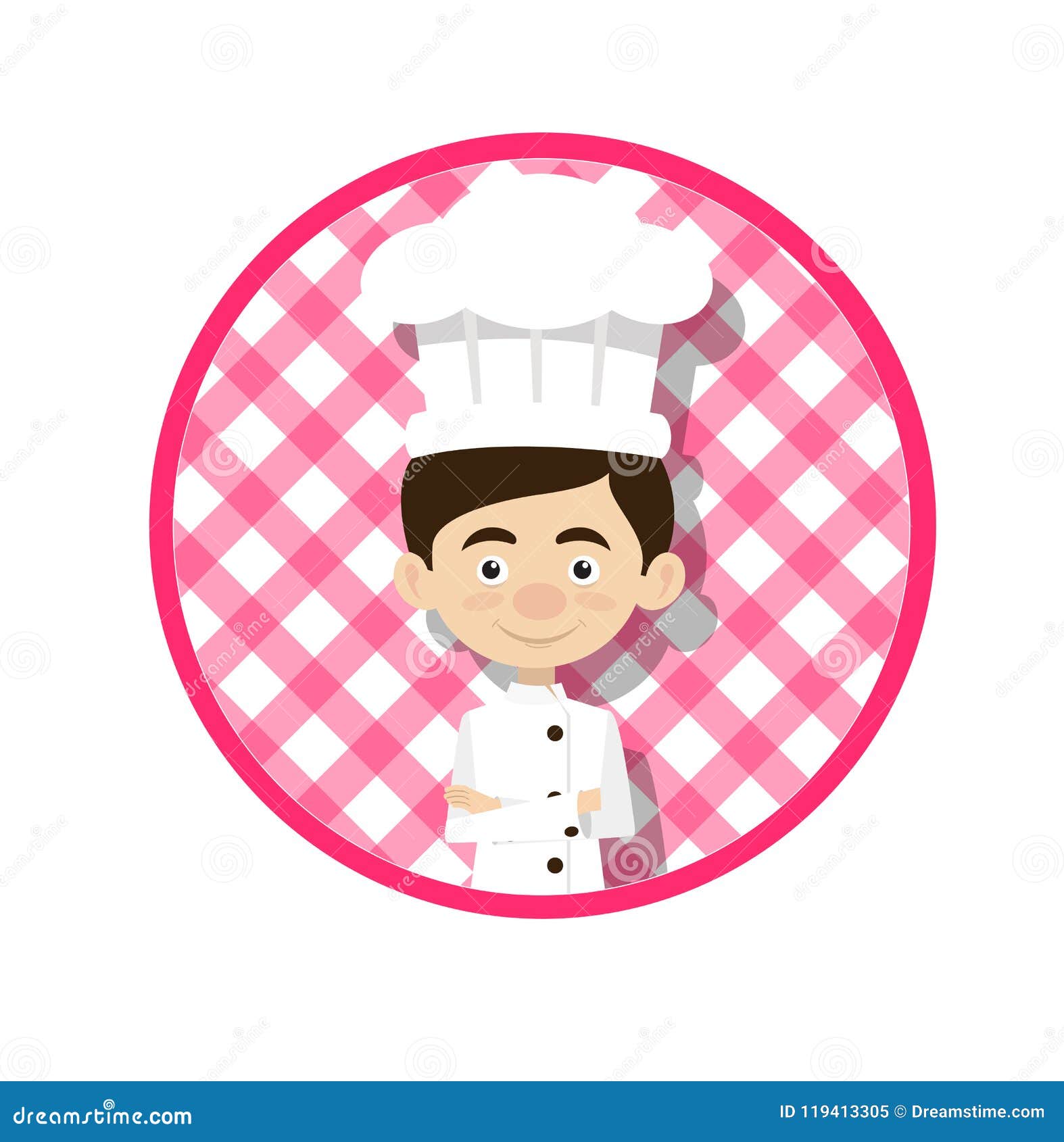 Chef Vector Illustration Design - Circular Pink Background Stock ...