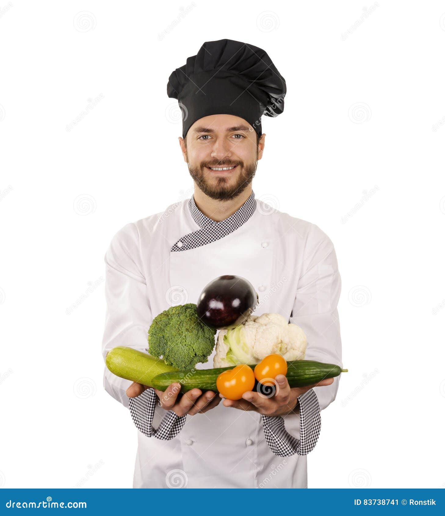 Chef with Vegetables in Hands Isolated on White Stock Image - Image of ...